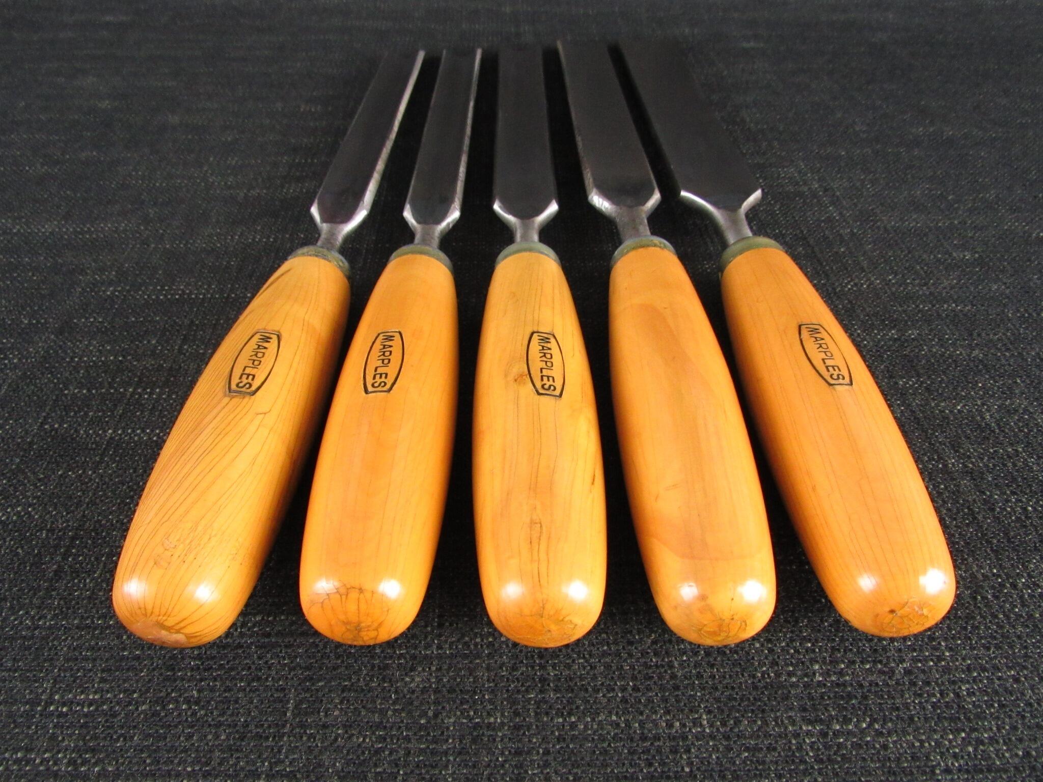 5 Unused MARPLES Paring Gouges with Boxwood Handles *SOLD*