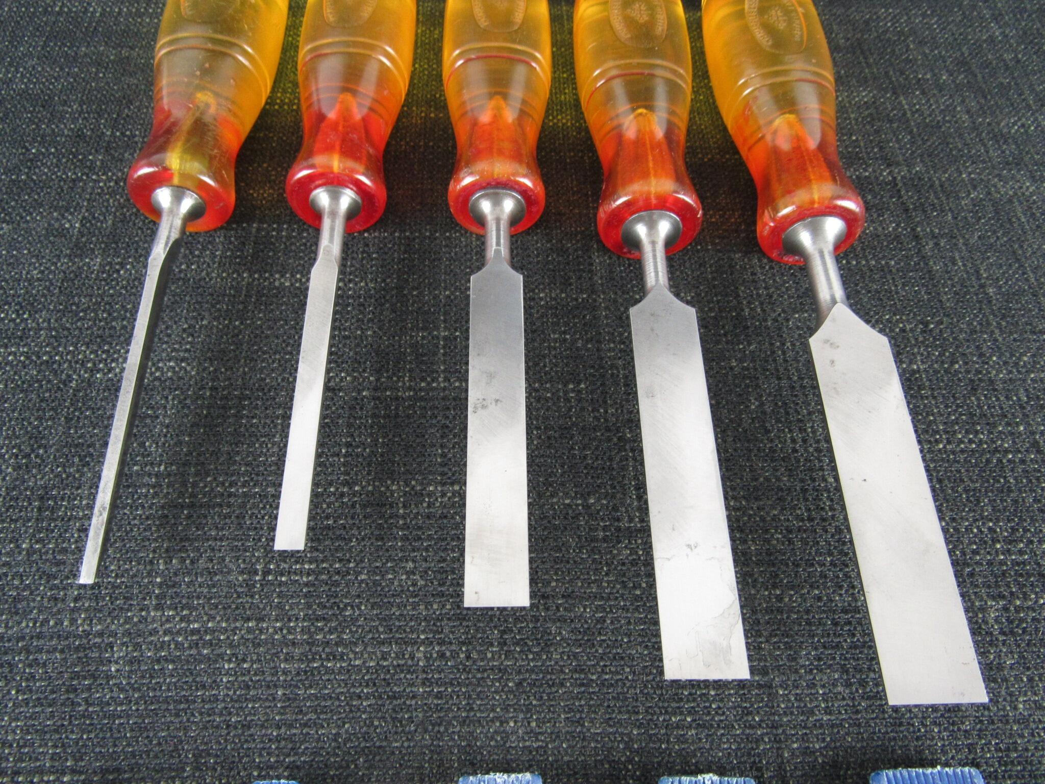 Graduated Set of 5 MARPLES Splitproof Bevel Edge Chisels *SOLD*