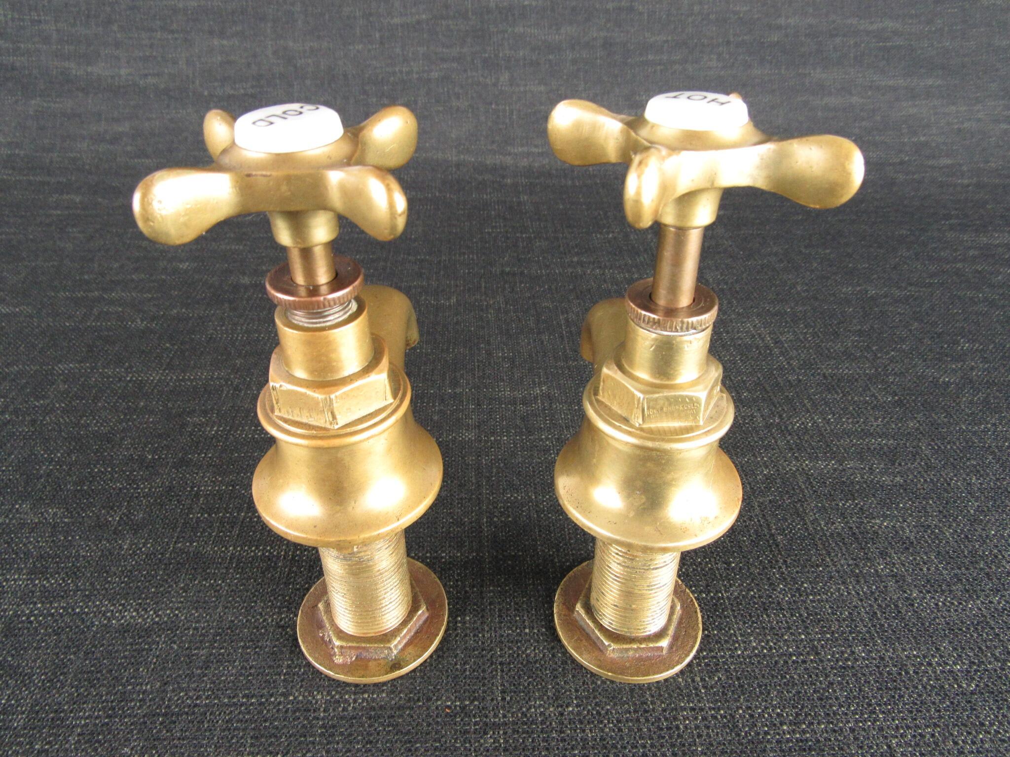 Pair of ROWE BROTHERS Antique Brass Taps - for restoration
