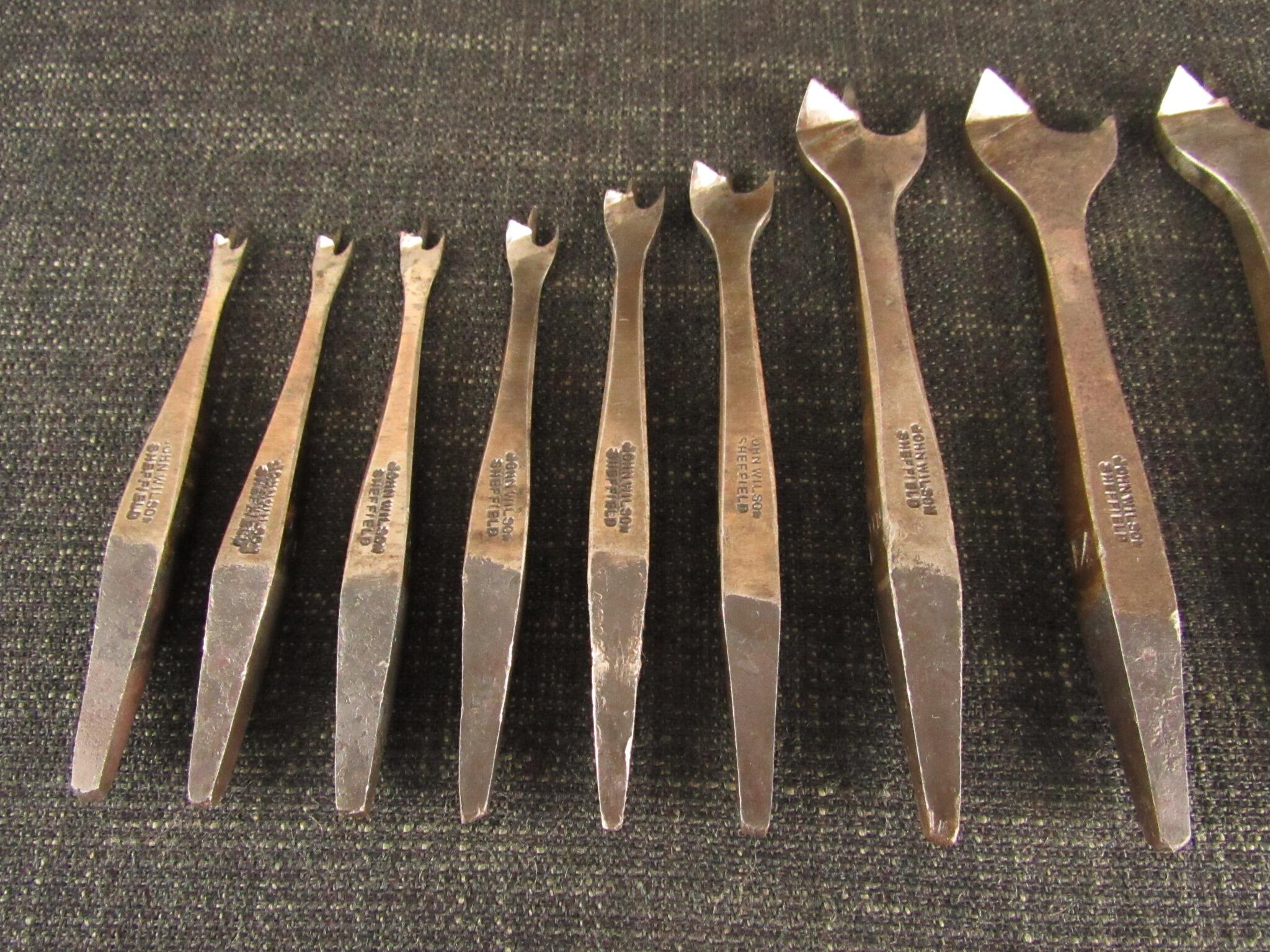 Set of 24 JOHN WILSON Brace Bits - Centre Bits *SOLD*