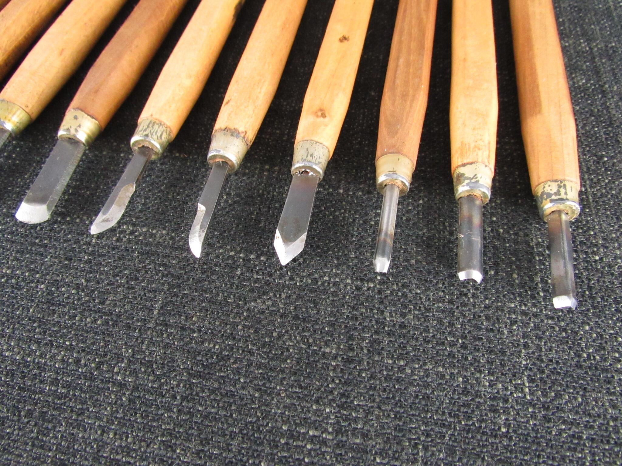 11 Japanese Chip Carving Tools - Whittling Tools *SOLD*