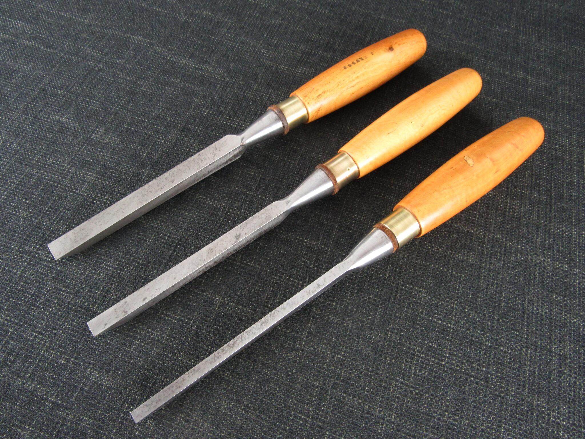 3 Graduated MARPLES Mortice Chisels *SOLD*