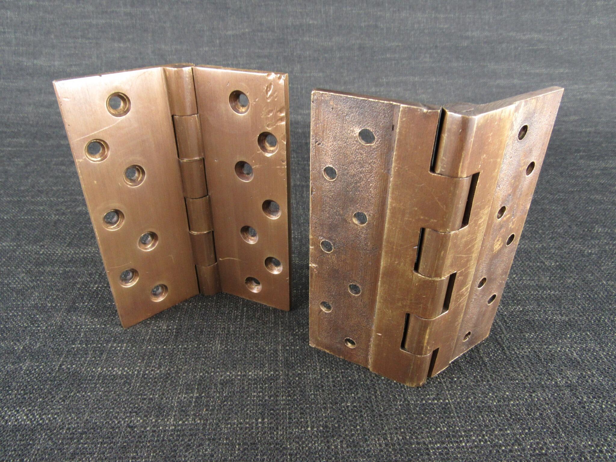 Pair of Large Brass Butt Hinges - 5 1/2 by 4 1/2 inch
