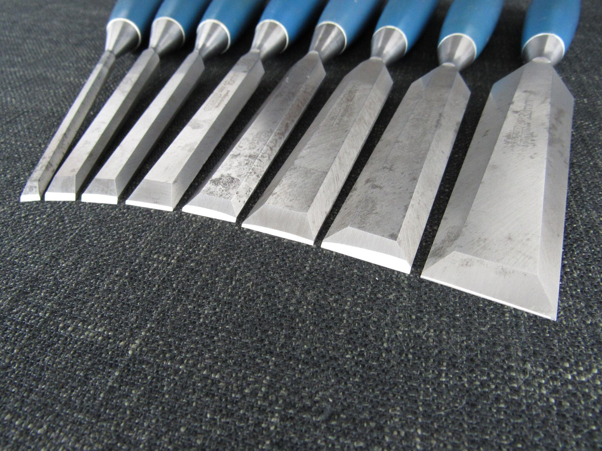 Graduated Set of 8 STANLEY 5002 Bevel Edge Chisels - Made in England *SOLD*
