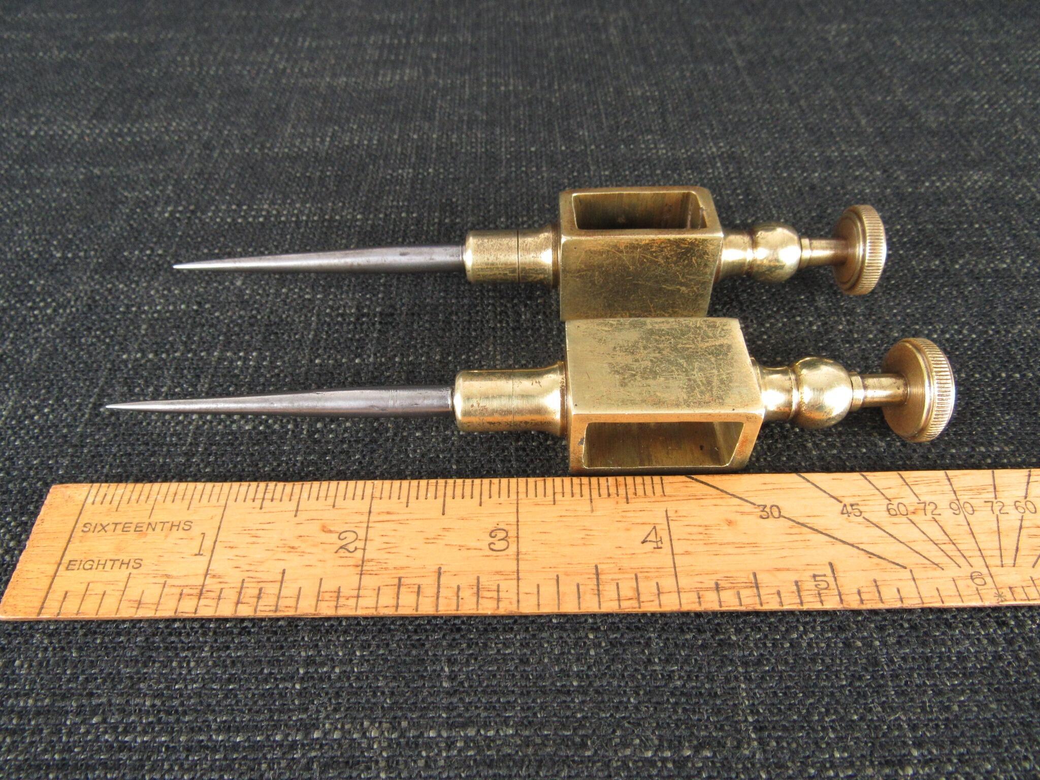 Brass Trammels or Trammel Heads with Steel Points