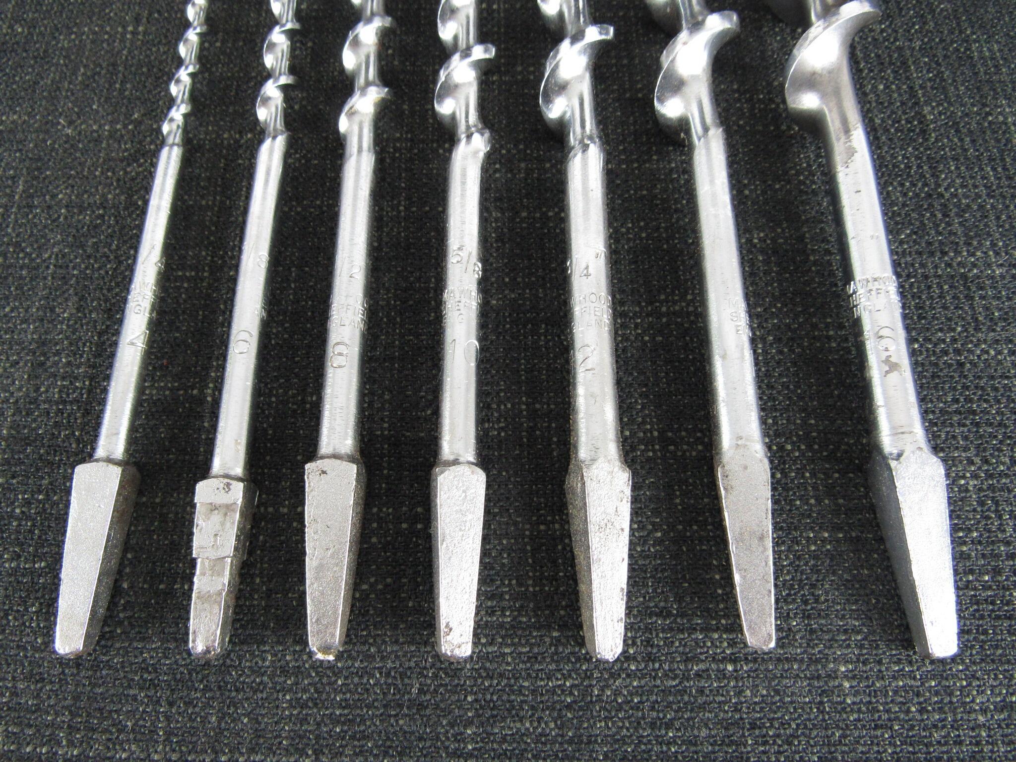 Set of 7 MAWHOOD Auger Bits *SOLD*