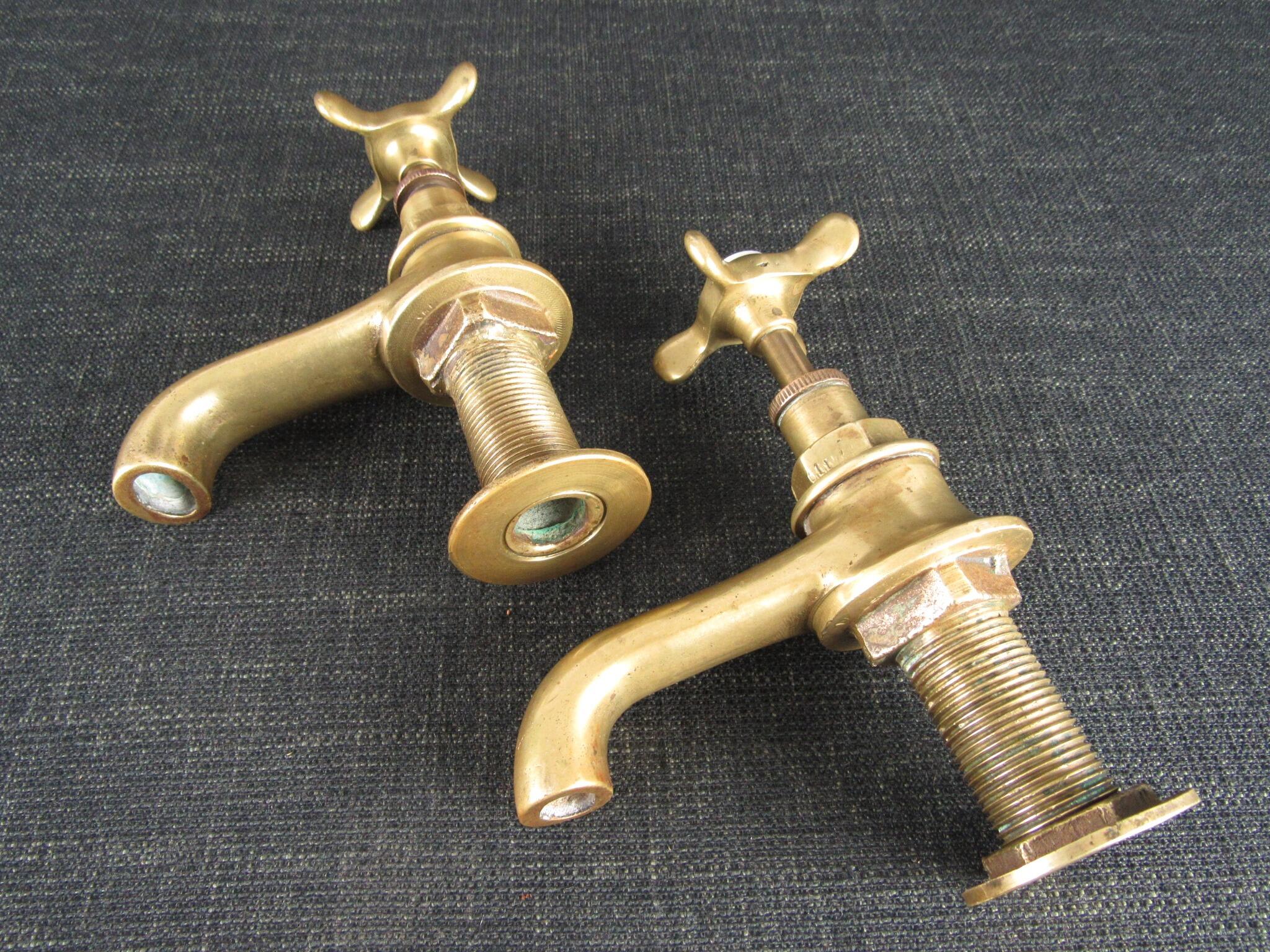 Pair of ROWE BROTHERS Antique Brass Taps - for restoration