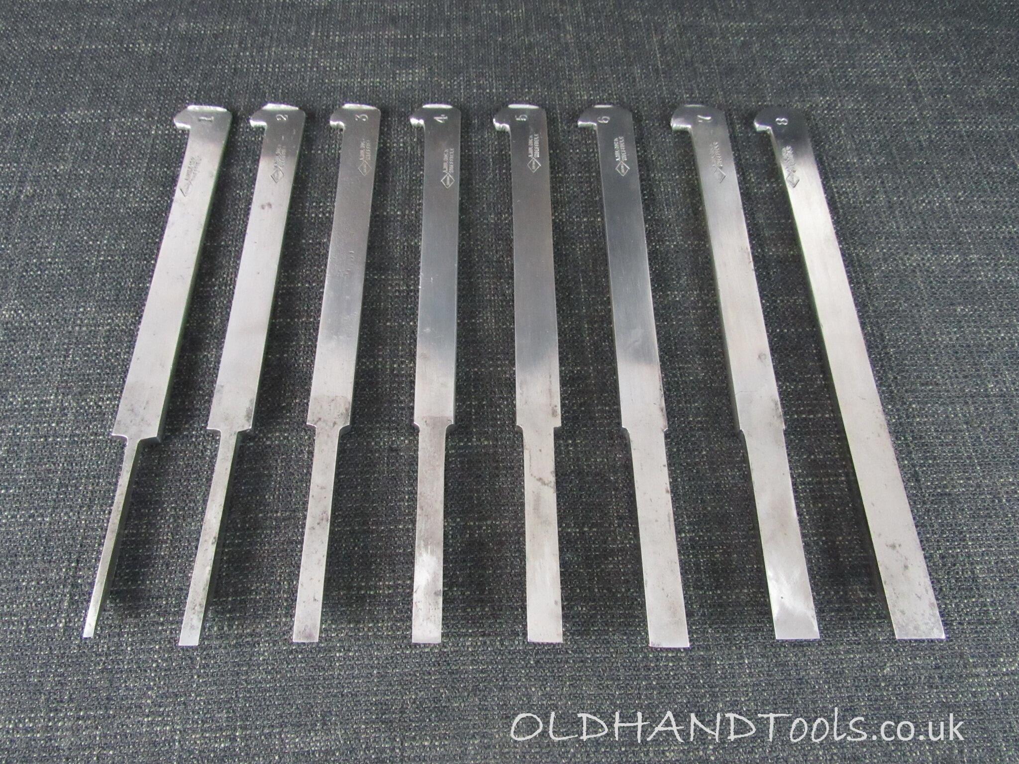 Full Set of 8 HILDICK Plough Plane Irons *SOLD*