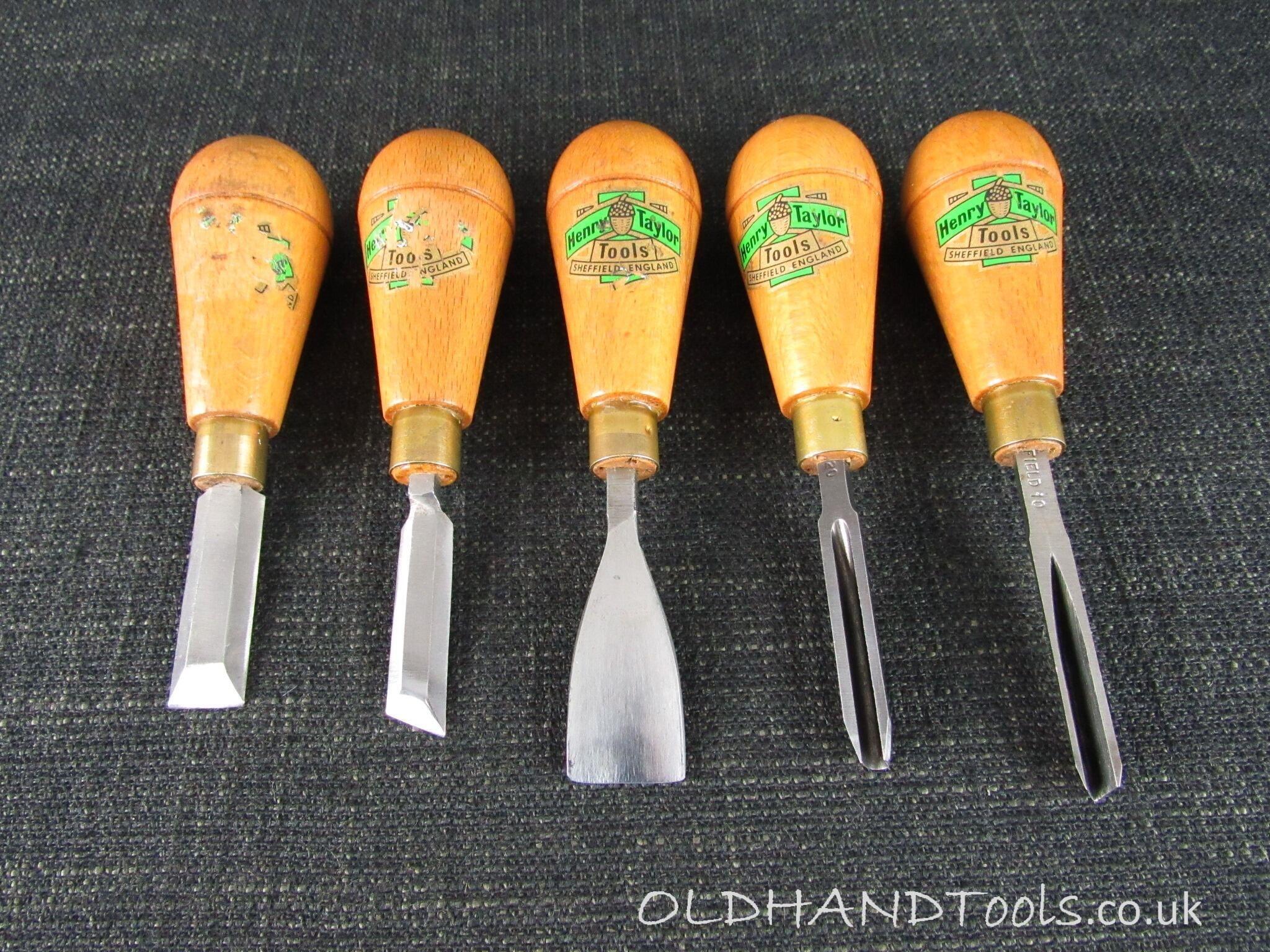 Unusual Group of 5 HENRY TAYLOR Small Carving Tools