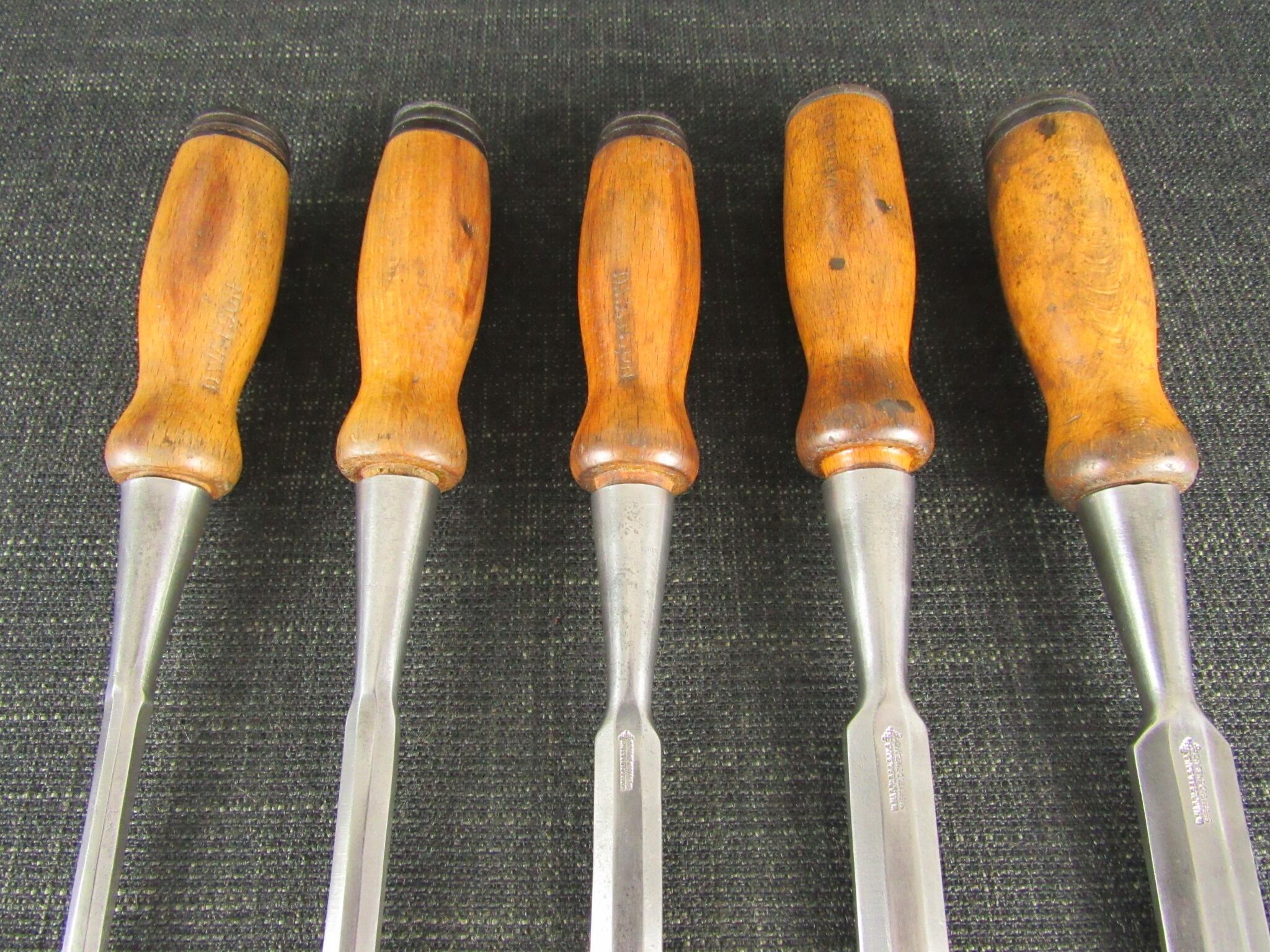 Graduated Set of 5 MARPLES Bevel Edge Socket Cabinet Chisels *SOLD*