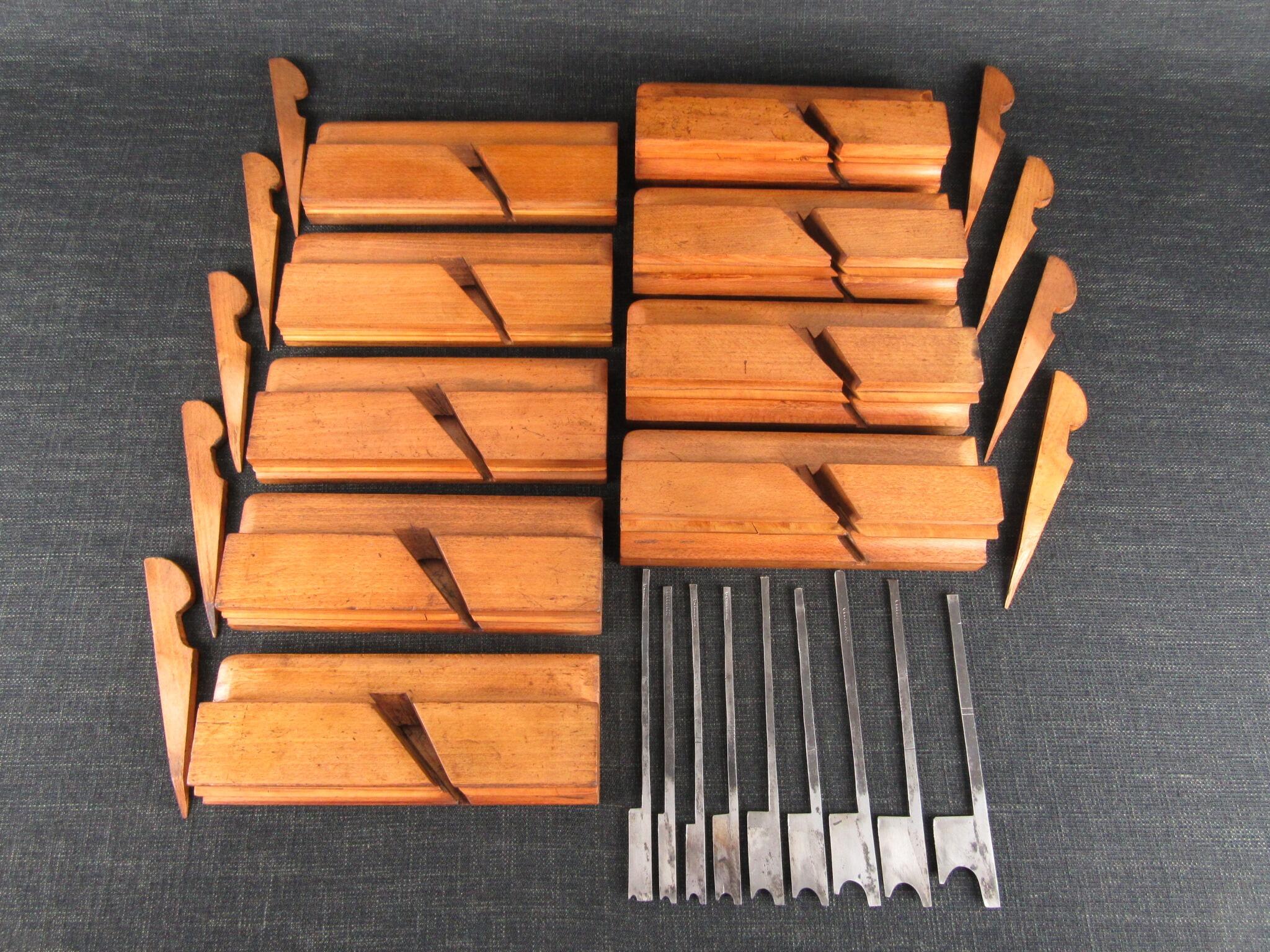 Set of 9 KING & COMPANY Side Bead Moulding Planes *SOLD*