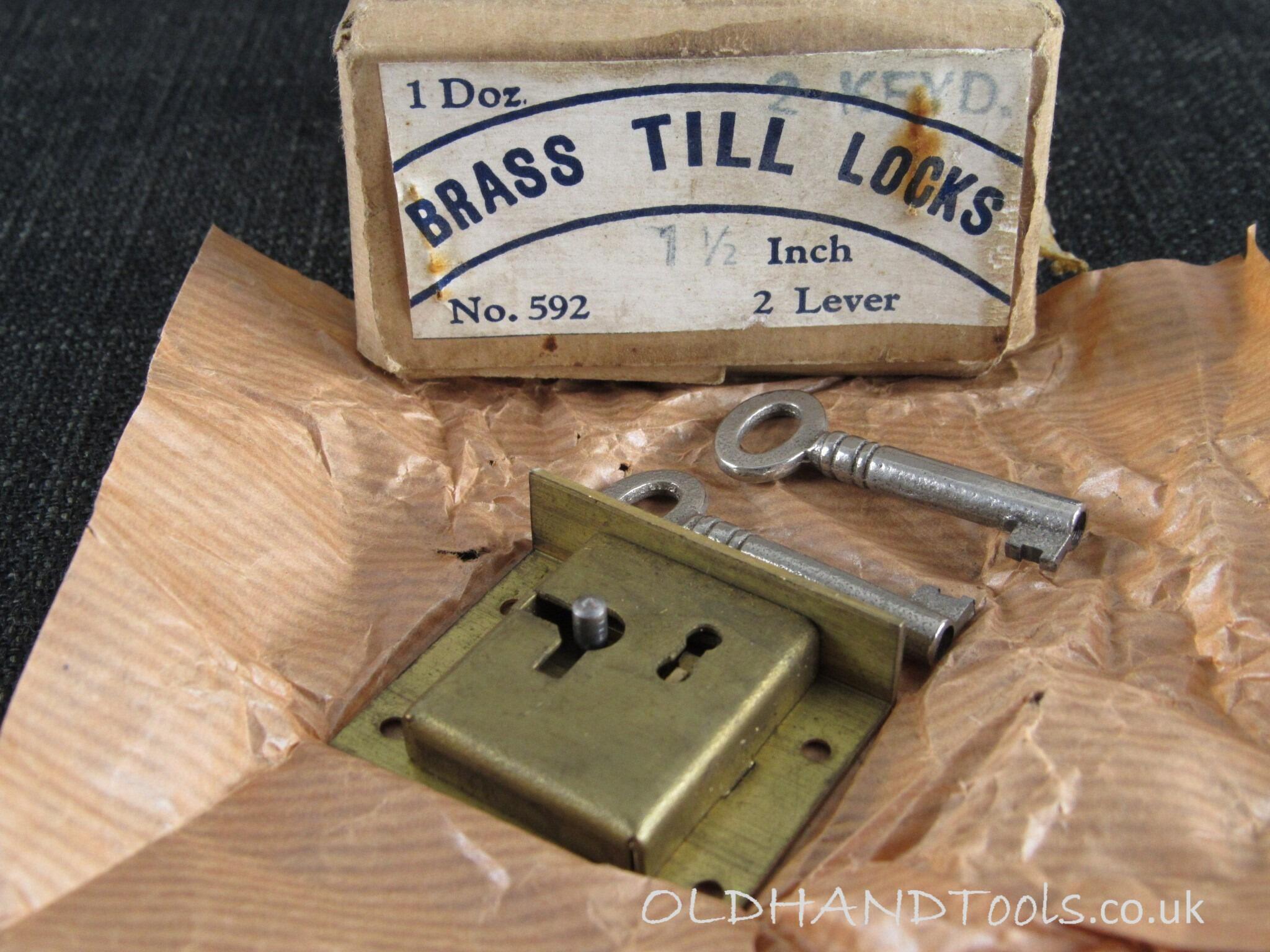 Vintage Brass 2 Lever Till Locks & Keys - New Old Stock