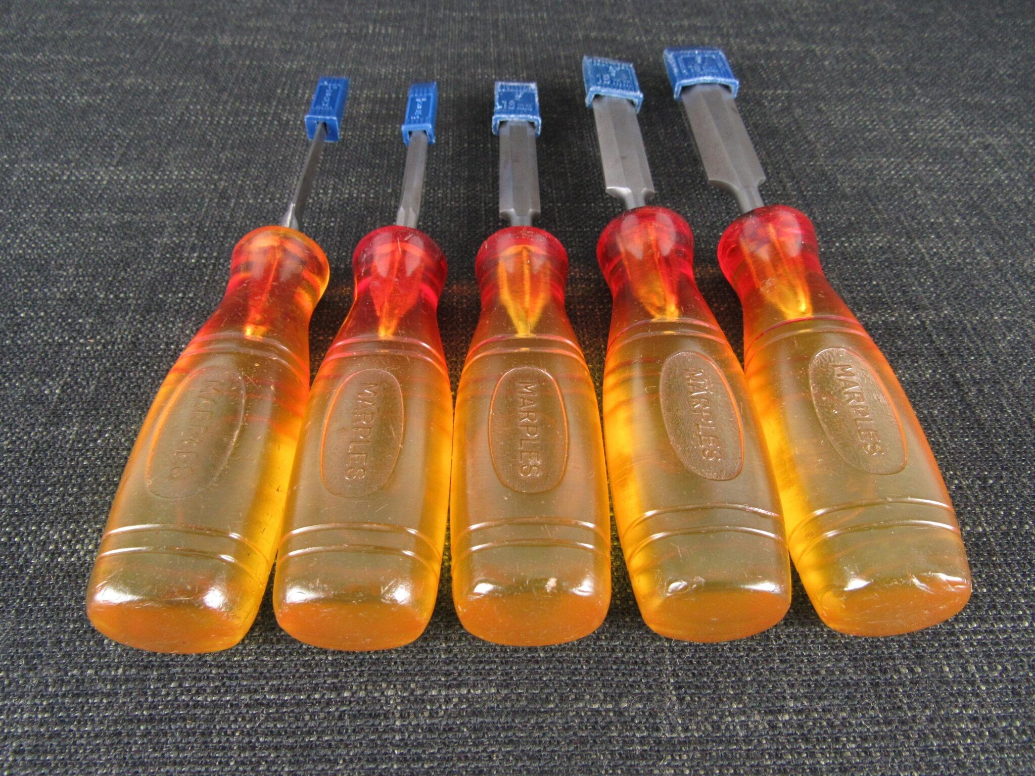 Graduated Set of 5 MARPLES Splitproof Bevel Edge Chisels *SOLD*