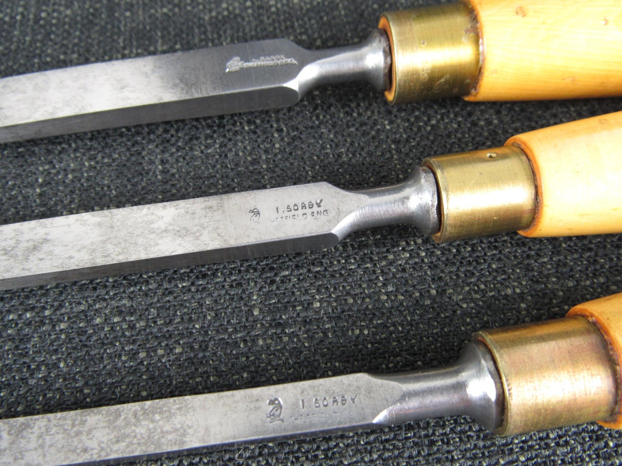 3 SORBY Firmer Chisels with Boxwood Handles *SOLD*