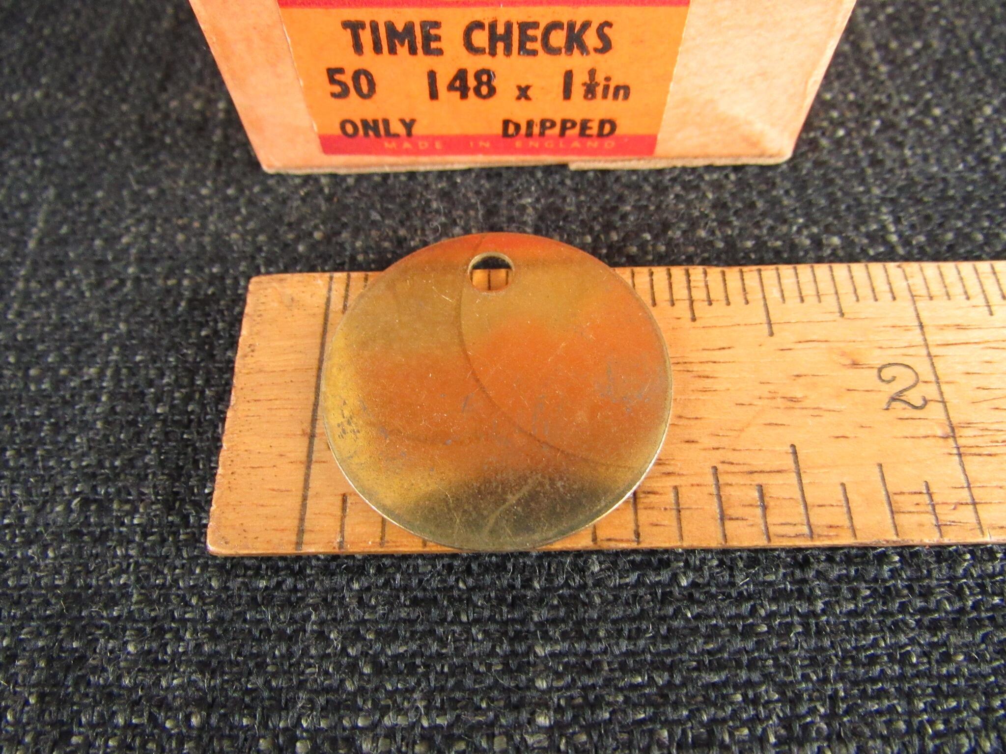 Full Box of 50 Brass Time Checks - Tokens *SOLD*