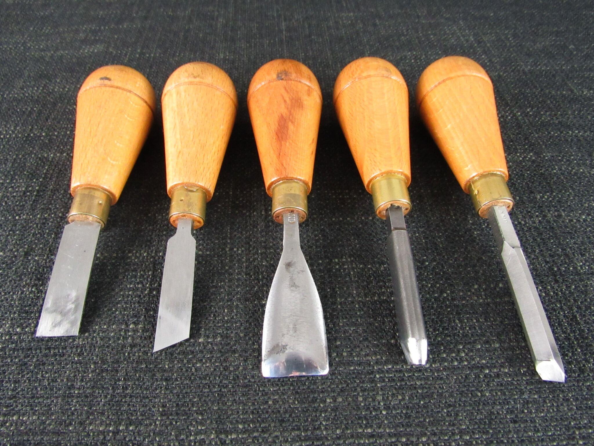 Unusual Group of 5 HENRY TAYLOR Small Carving Tools