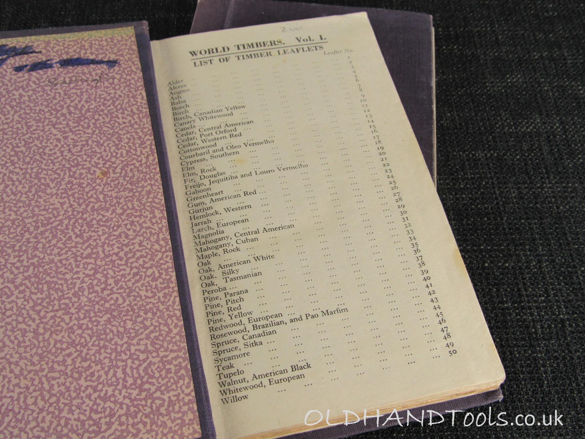 World Timbers List of Timber Leaflets - 2 Volumes *SOLD*