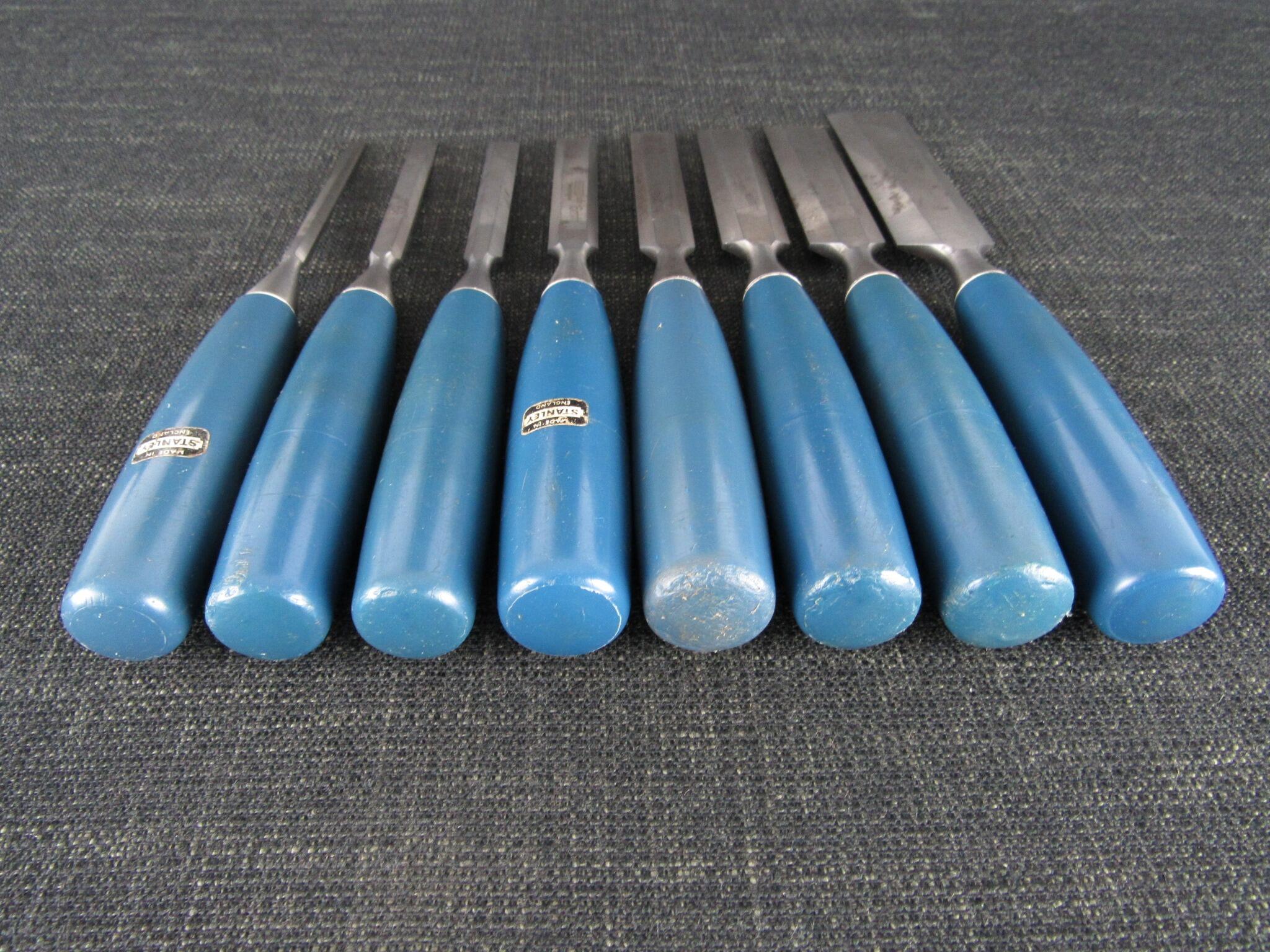 Graduated Set of 8 STANLEY 5002 Bevel Edge Chisels - Made in England *SOLD*