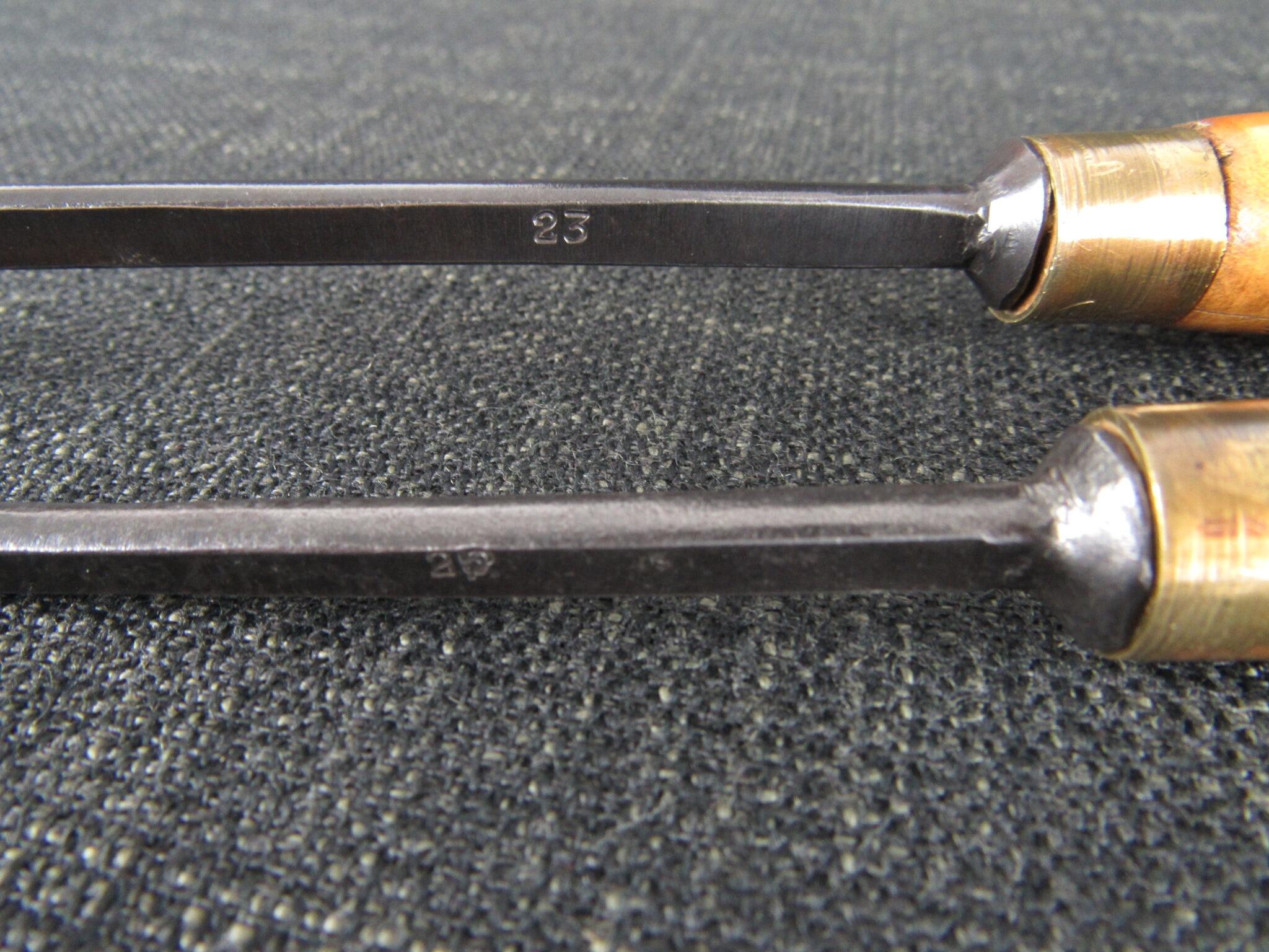 Pair of SJ ADDIS No 22 & 23 Corner Spoon Carving Chisels - 1/2 inch *SOLD*