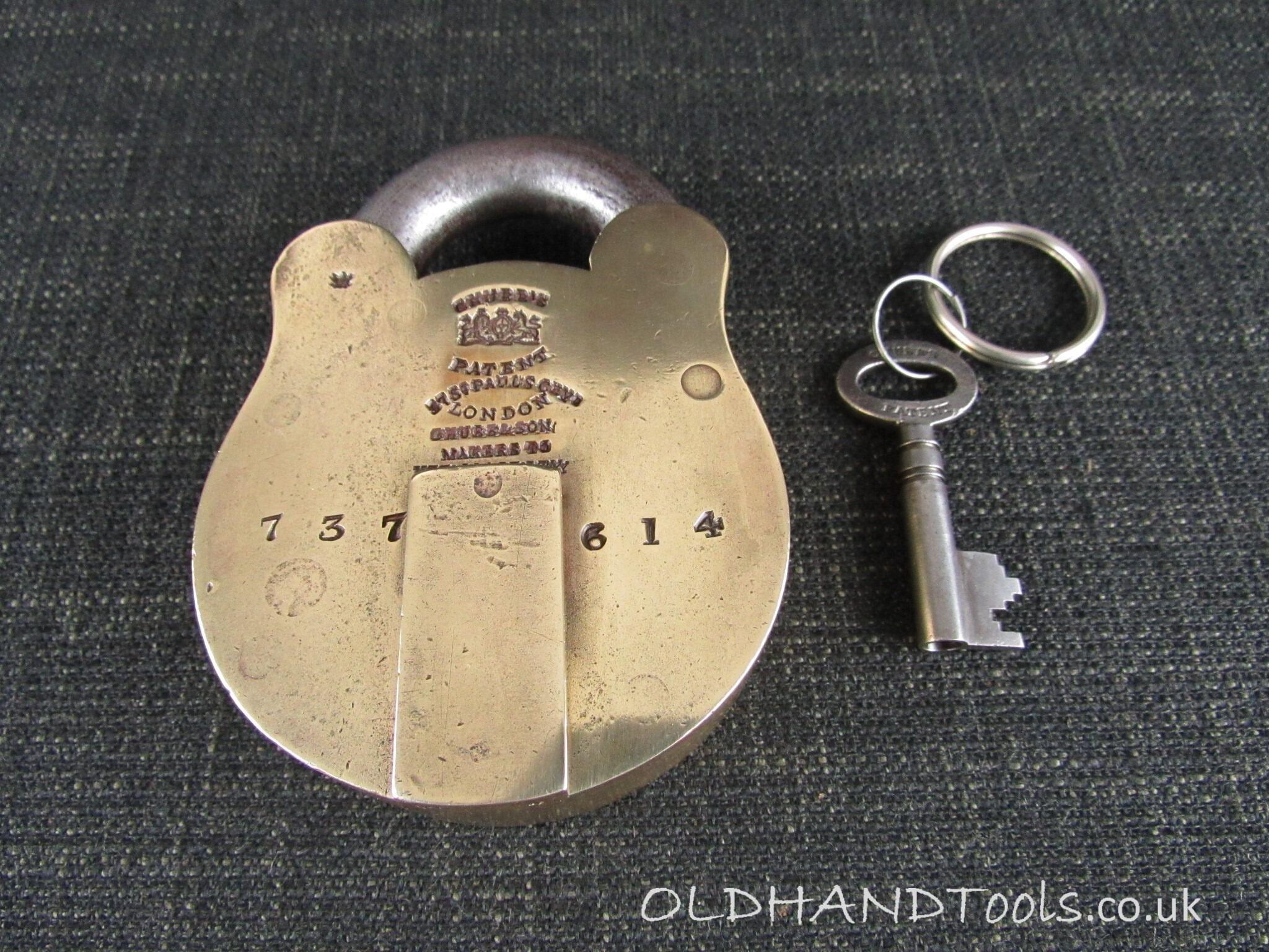 Antique Patent CHUBB Brass Padlock & Key