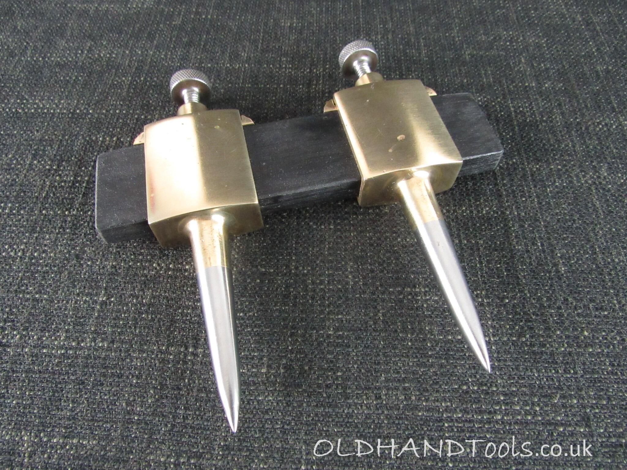 Pair of Brass Trammel Heads with Steel Points