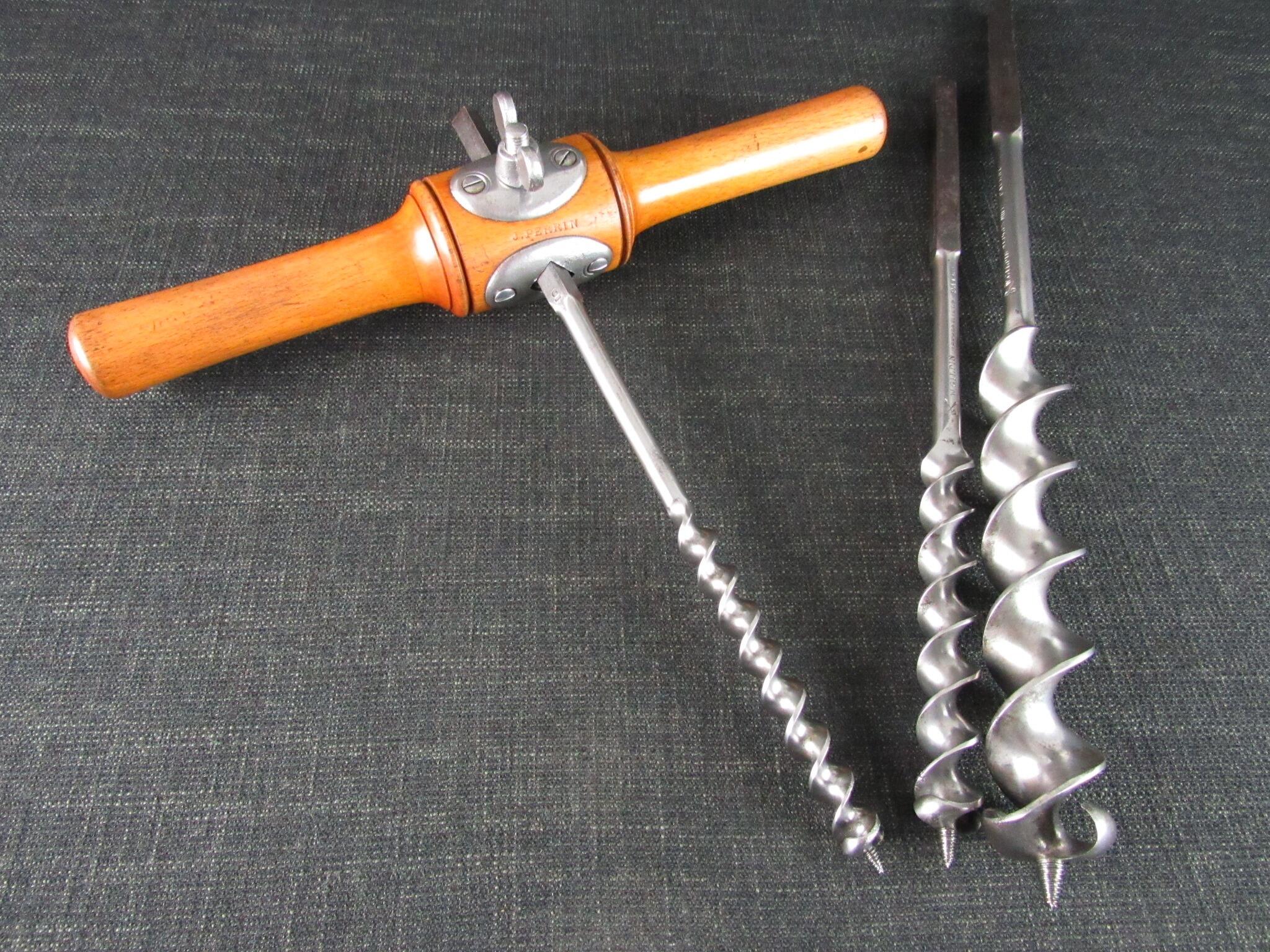 Universal Auger Handle with 3 Patent GILPIN Auger Bits *SOLD*