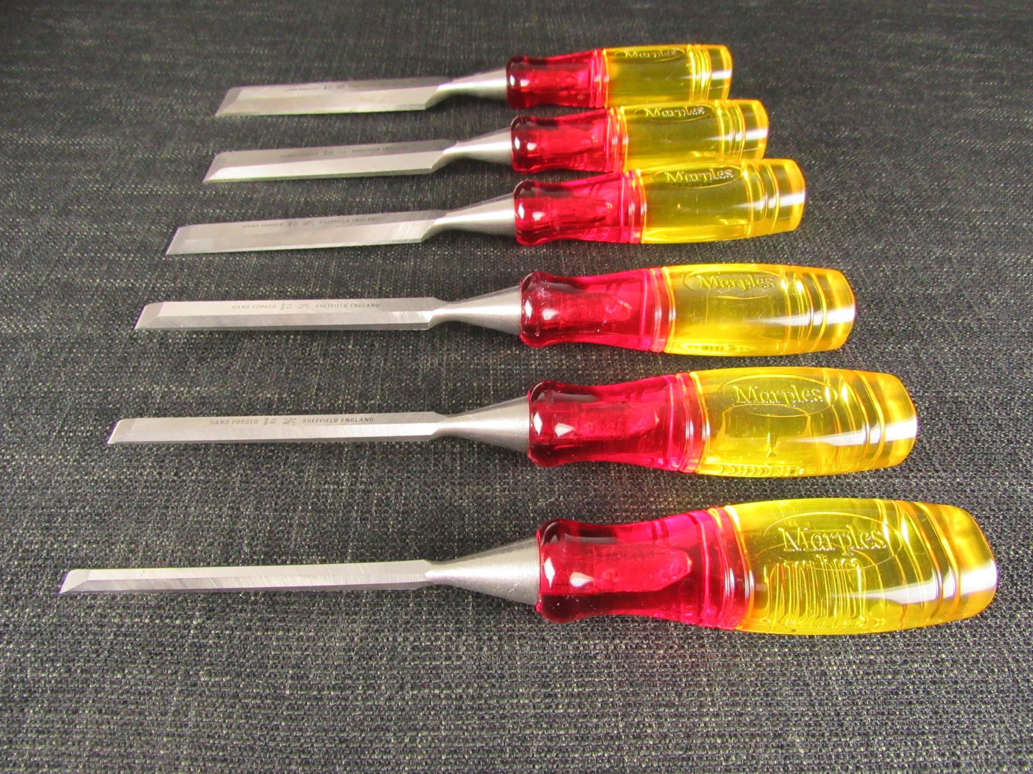Boxed Set of 6 RECORD MARPLES Splitproof Bevel Edge Chisels - Hand ...