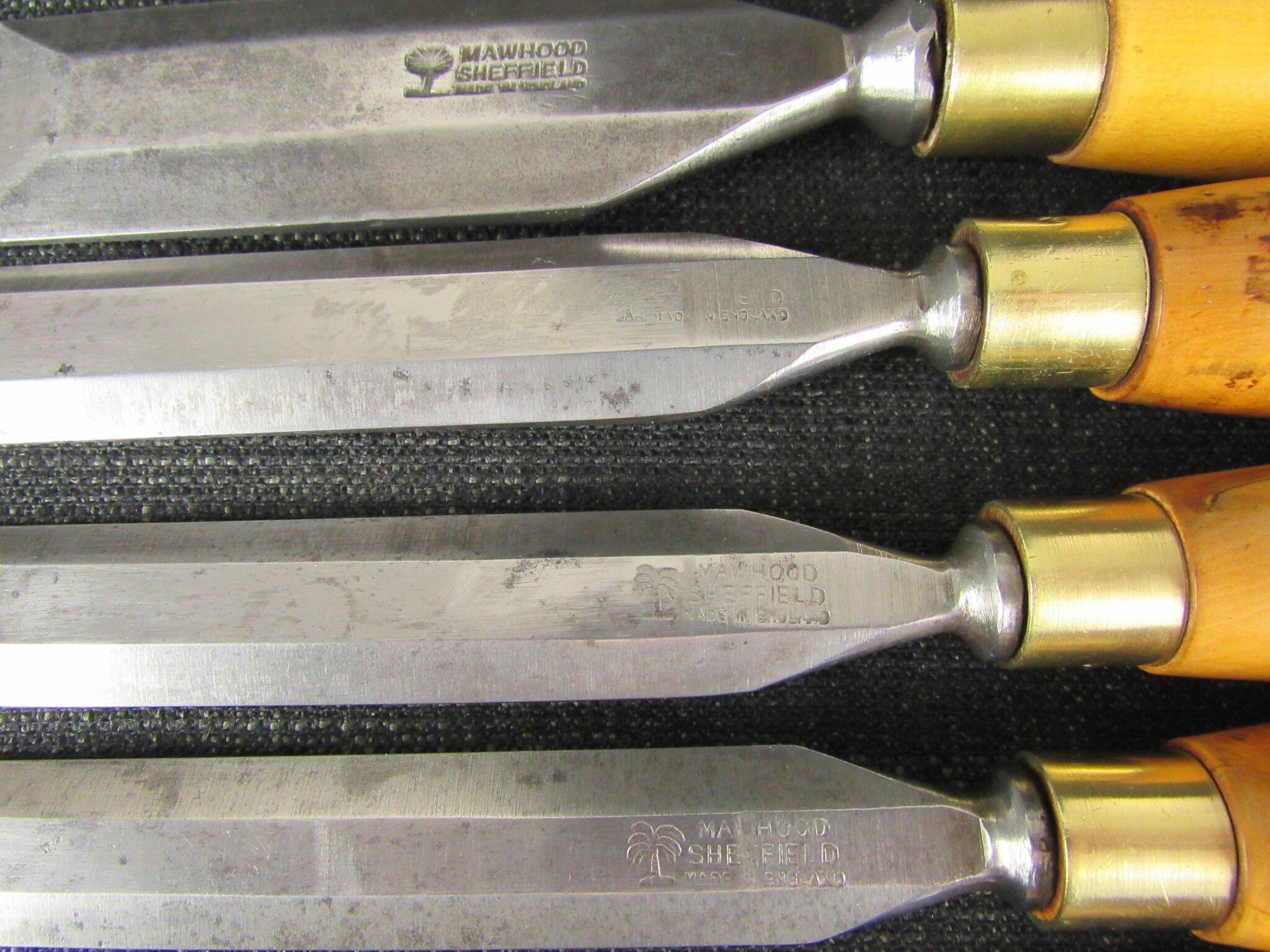 Graduated Set of 8 MAWHOOD Bevel Edge Chisels with Boxwood Handles *SOLD*