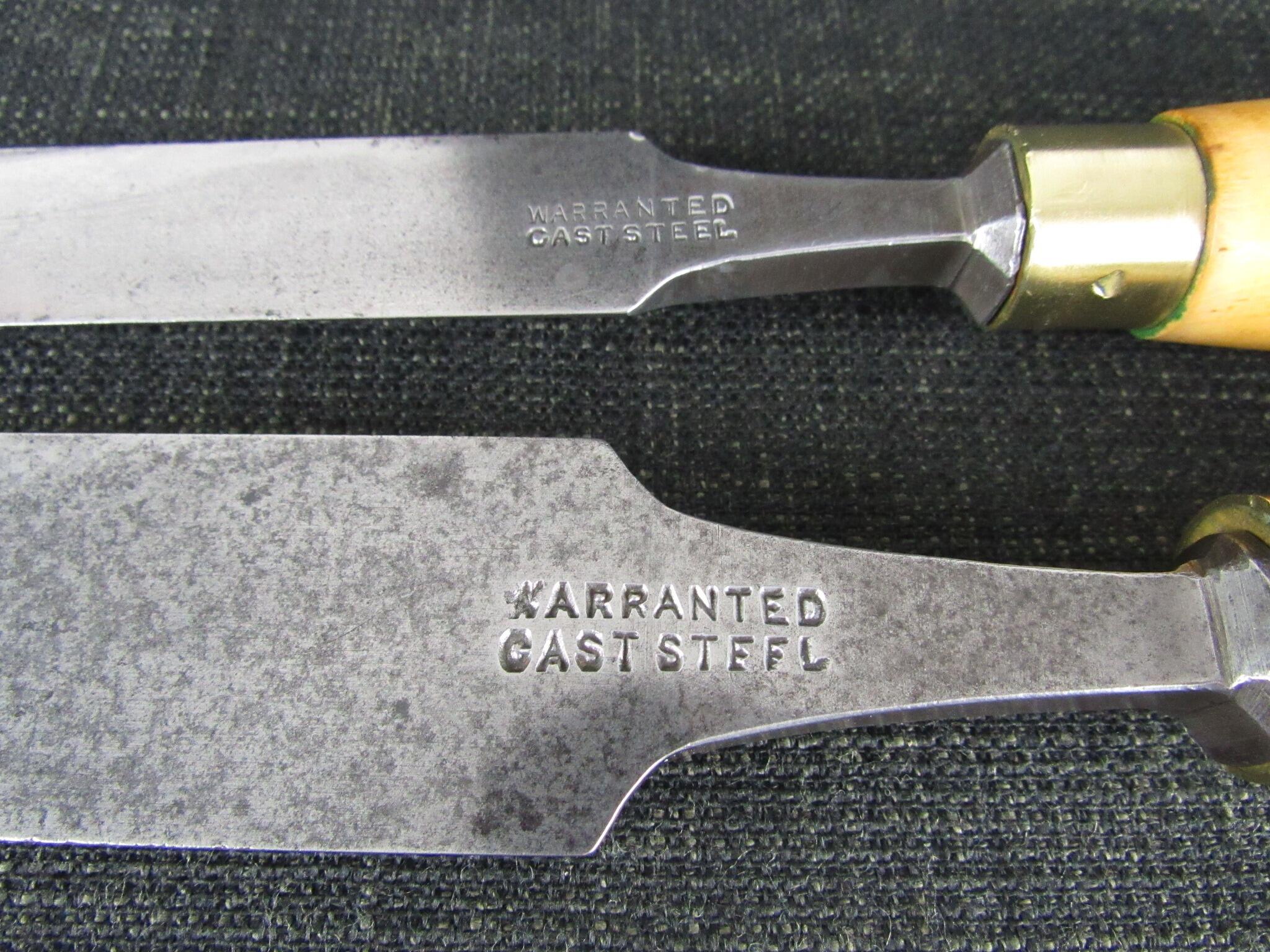 Pair of G BUCK Heavy Bevel Edge Chisels with Boxwood Handles - 1 & 1 1/2 inch *SOLD*