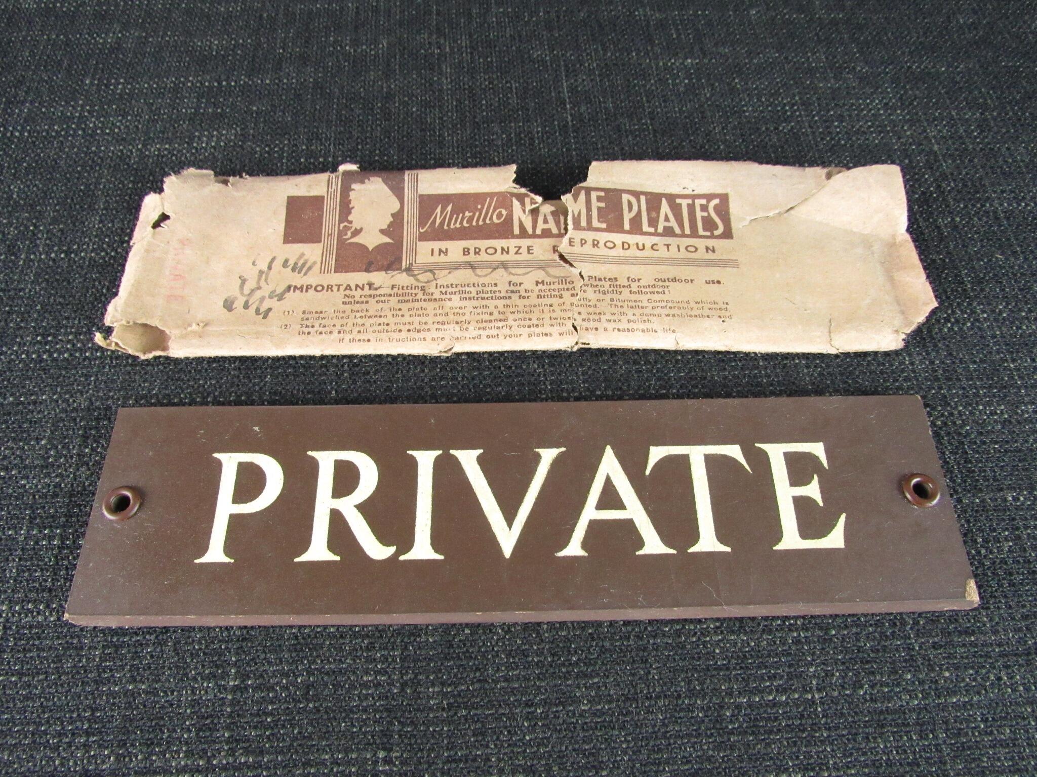 Vintage PRIVATE Name Plate by Murillo - Bronze Reproduction