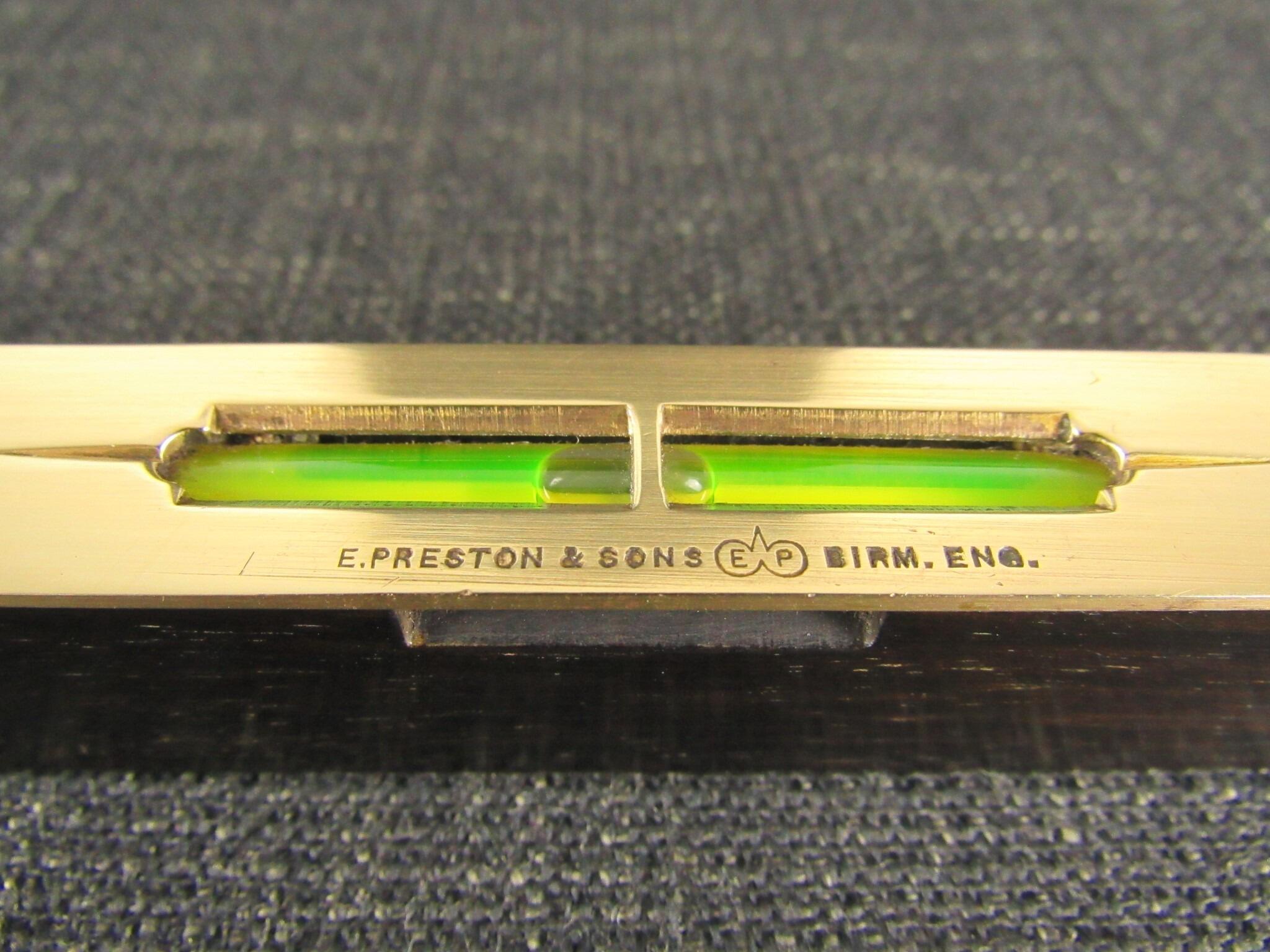 9 inch EDWARD PRESTON Ebony Spirit Level with WOODS Cats Eye Level Tube ...