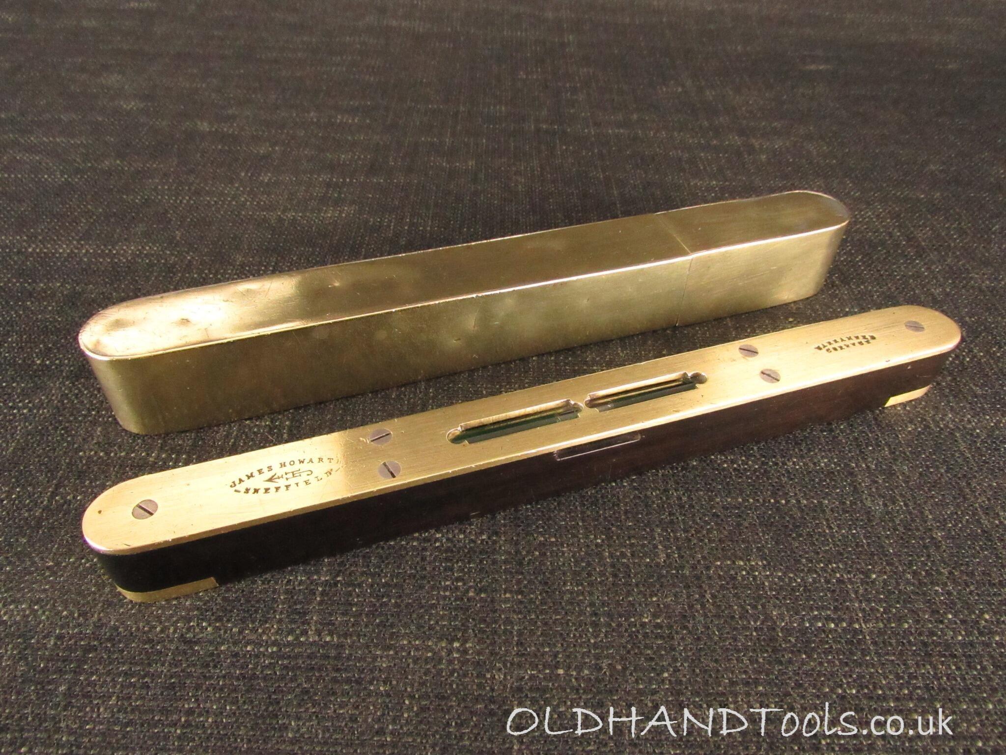 9 inch JAMES HOWARTH Ebony Spirit Level in Brass Case *SOLD*