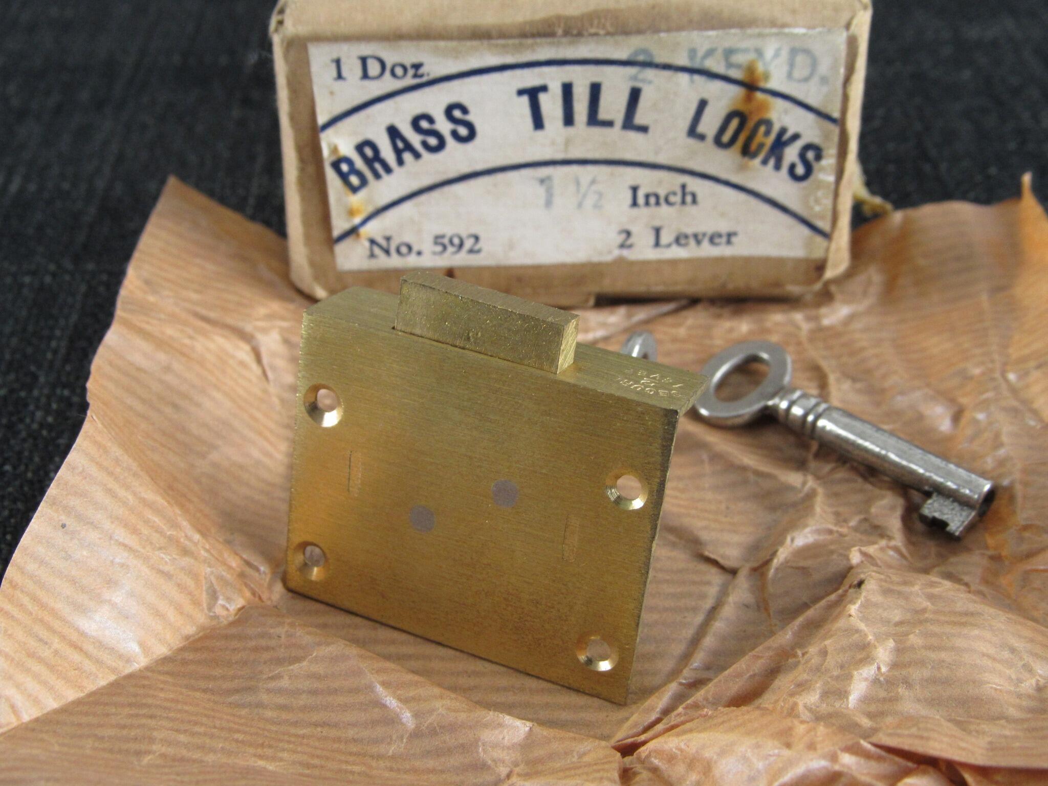 Vintage Brass 2 Lever Till Locks & Keys - New Old Stock