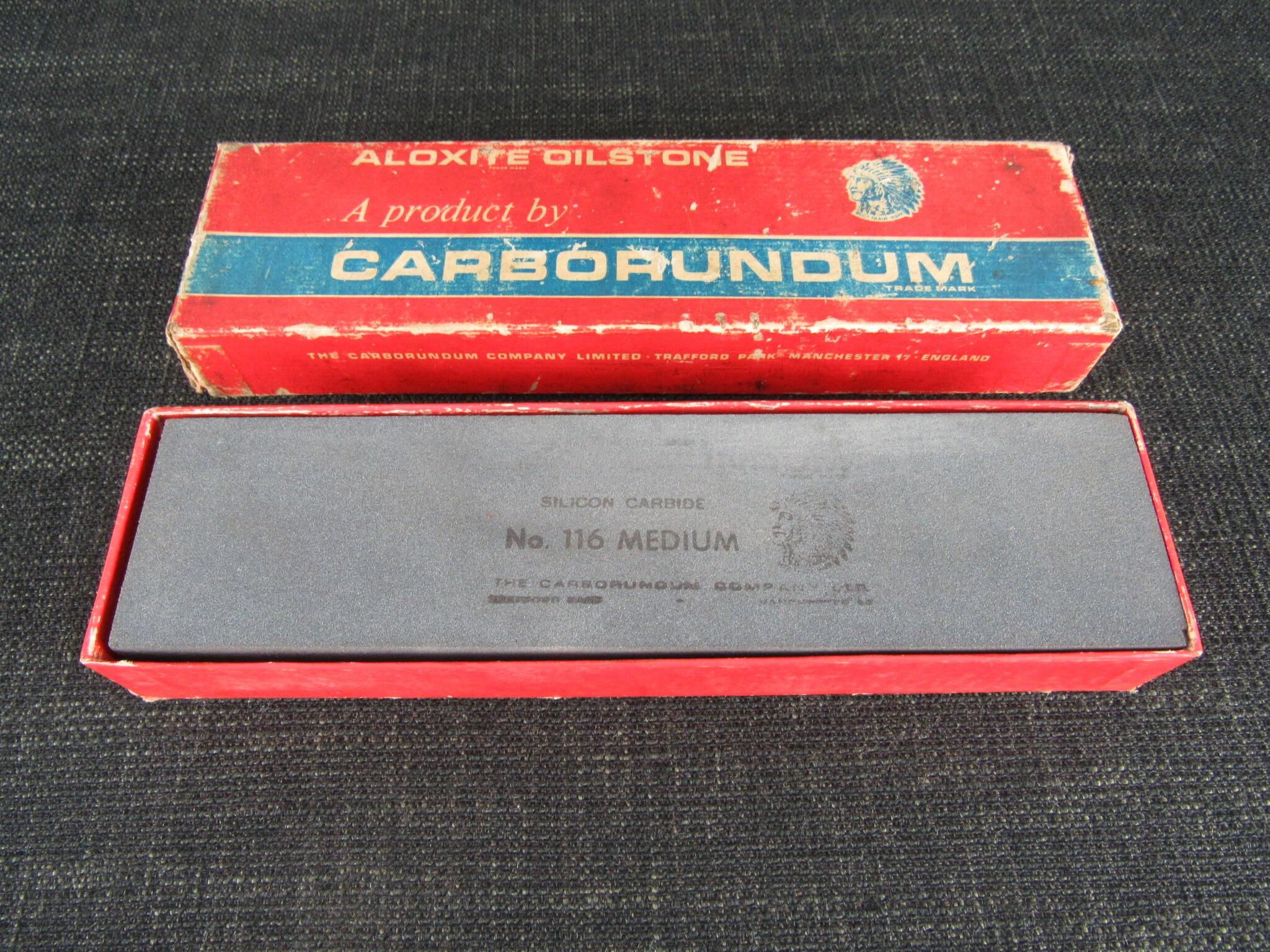 CARBORUNDUM 116A Aloxite Sharpening Stone - Medium Oil Stone *SOLD*