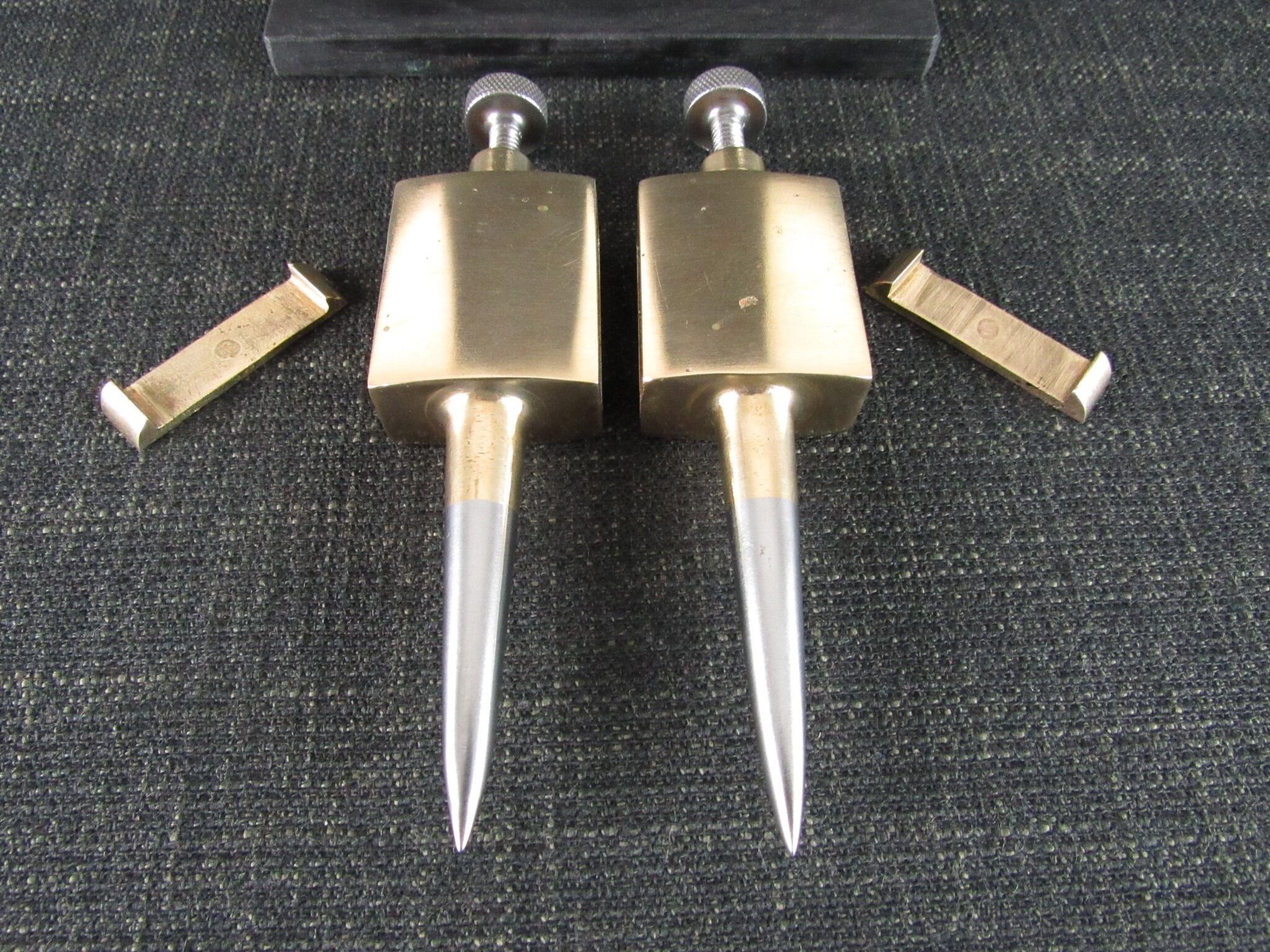 Pair of Brass Trammel Heads with Steel Points