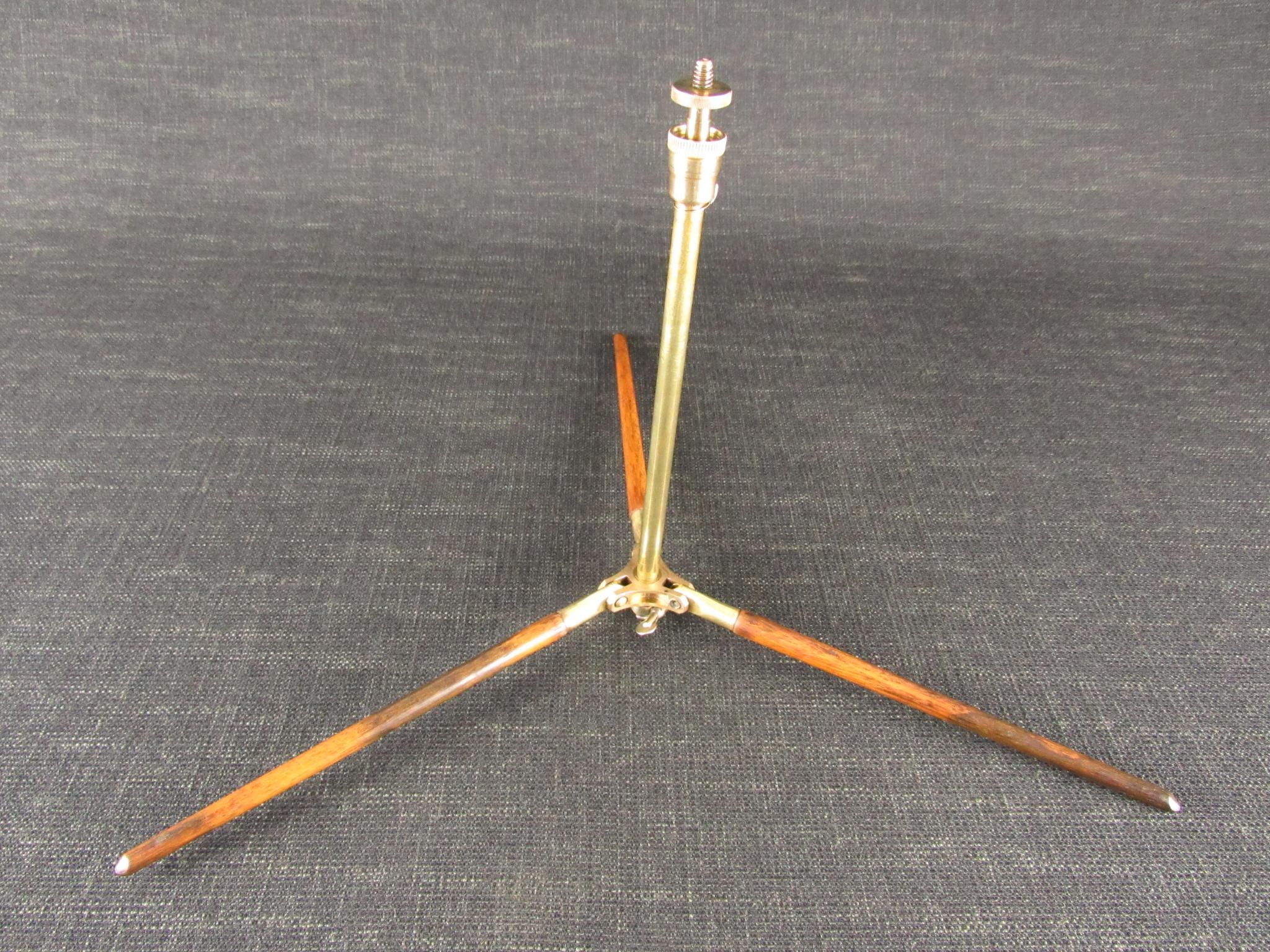 Vintage Brass Tripod With Wooden Legs Sold