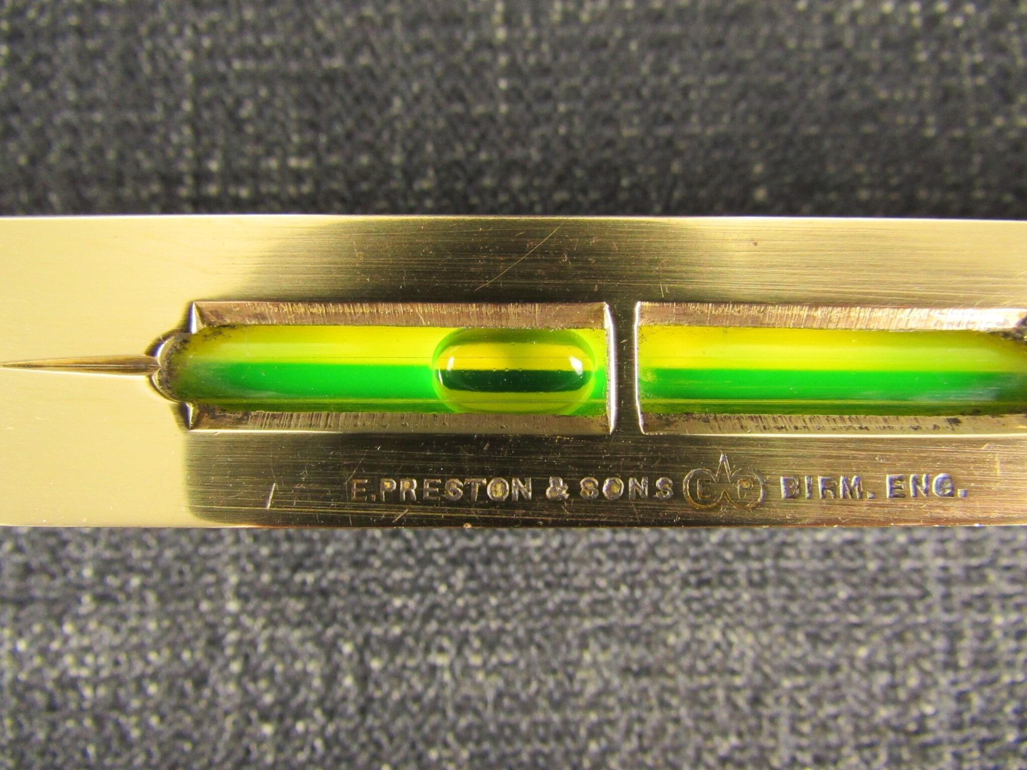 9 inch EDWARD PRESTON Ebony Spirit Level with WOODS Cats Eye Level Tube ...