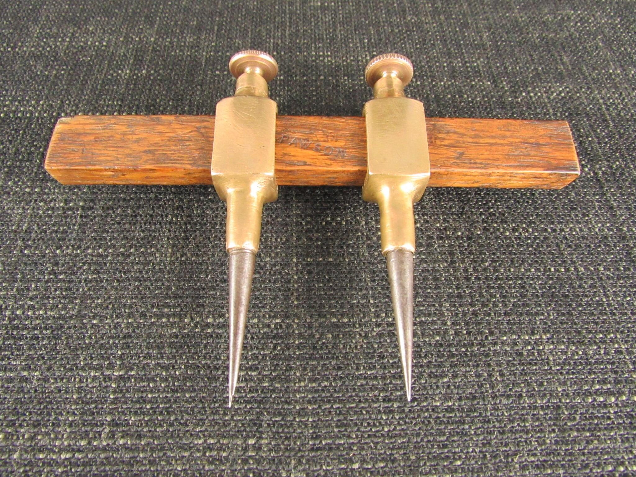 Unusual Brass Trammels or Trammel Heads with Double Screws *SOLD*