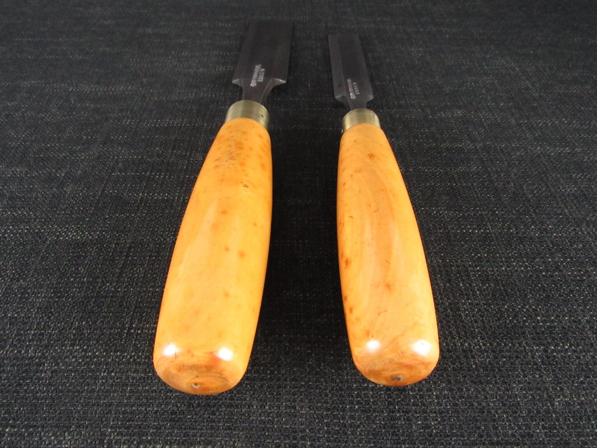 Pair of G BUCK Heavy Bevel Edge Chisels with Boxwood Handles - 1 & 1 1/ ...