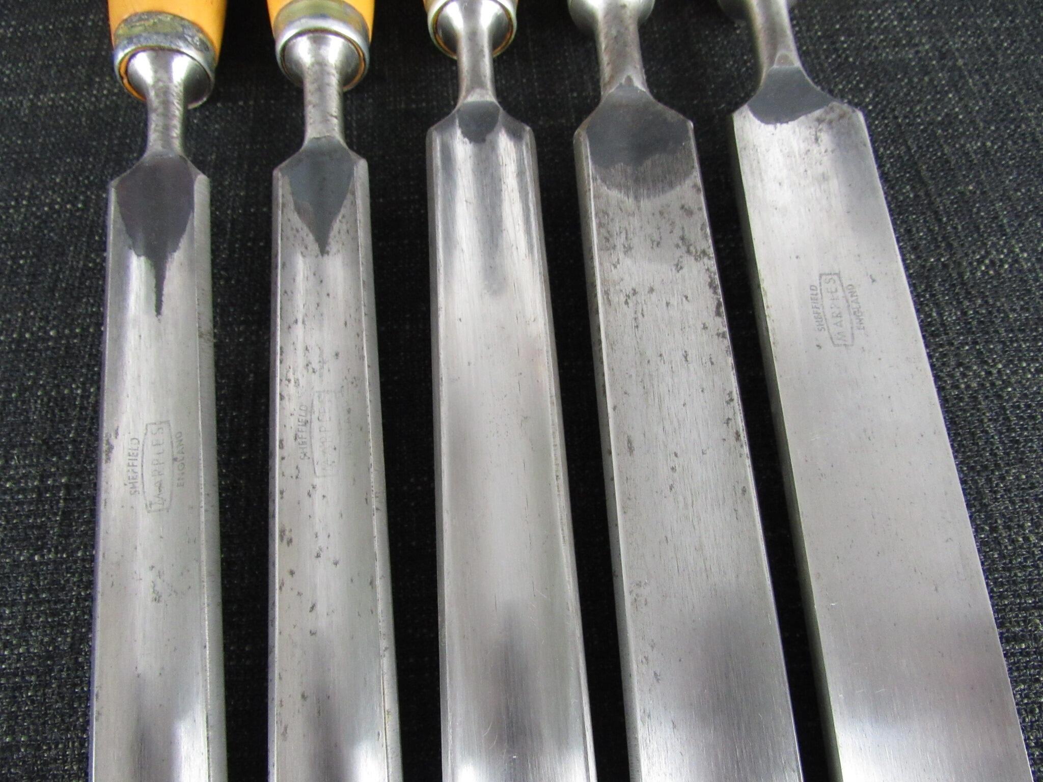 5 Unused MARPLES Paring Gouges with Boxwood Handles *SOLD*