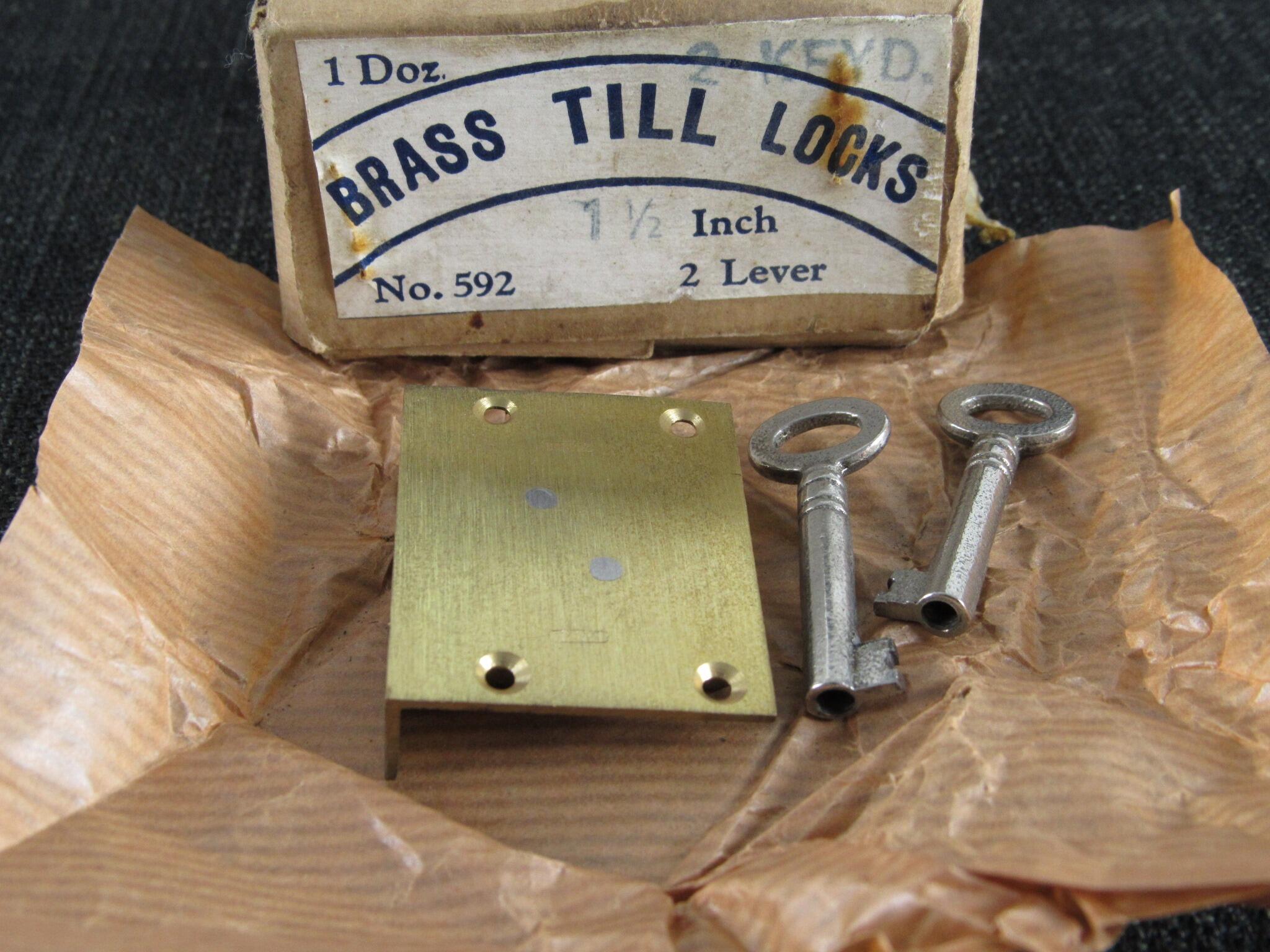 Vintage Brass 2 Lever Till Locks & Keys - New Old Stock