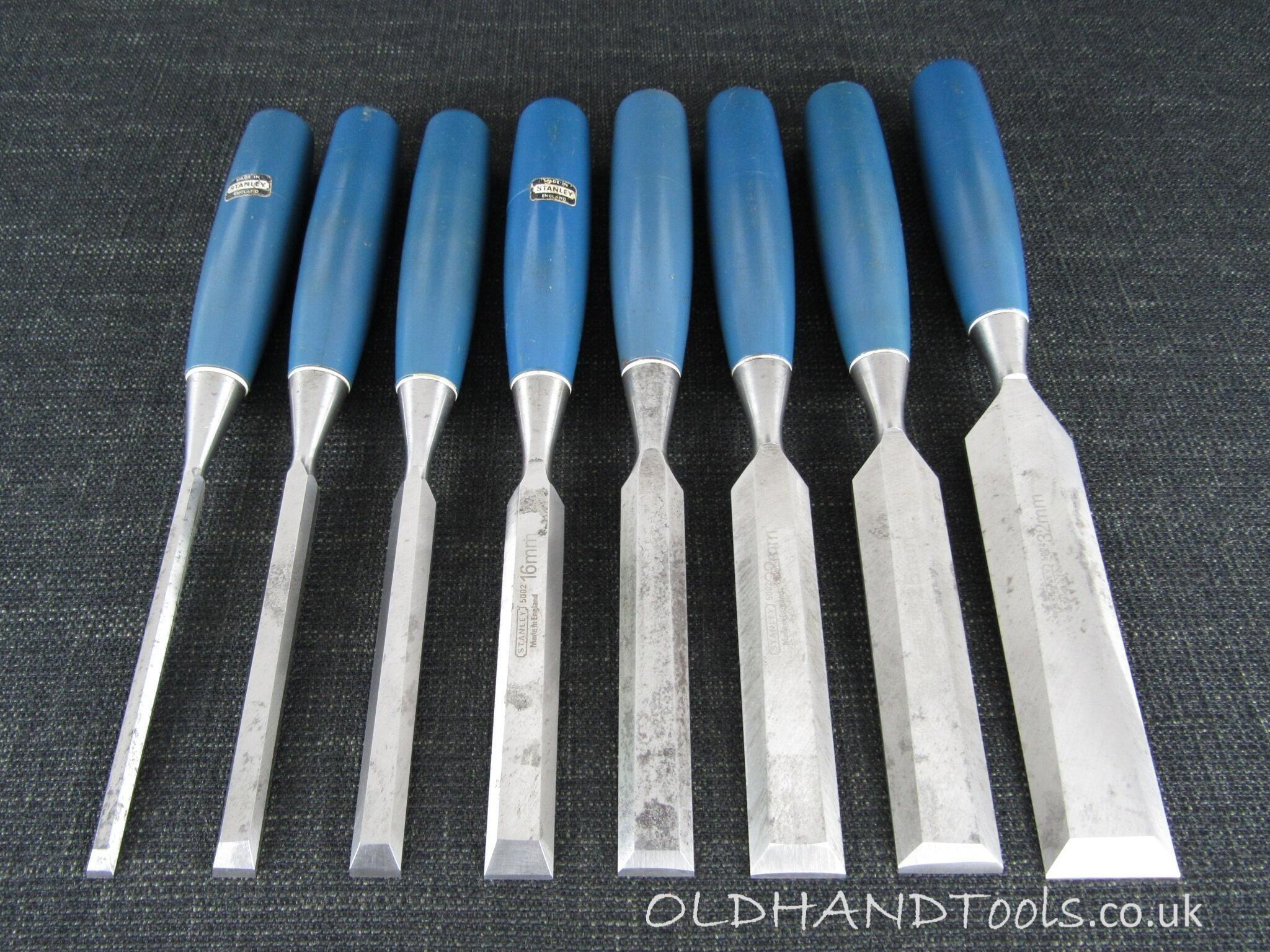 Graduated Set of 8 STANLEY 5002 Bevel Edge Chisels - Made in England *SOLD*