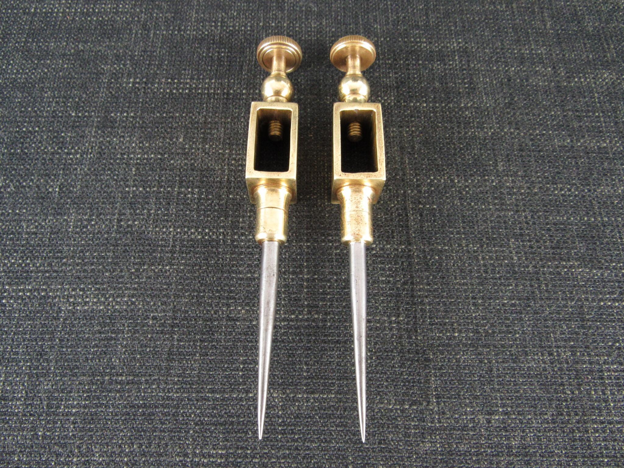 Brass Trammels or Trammel Heads with Steel Points