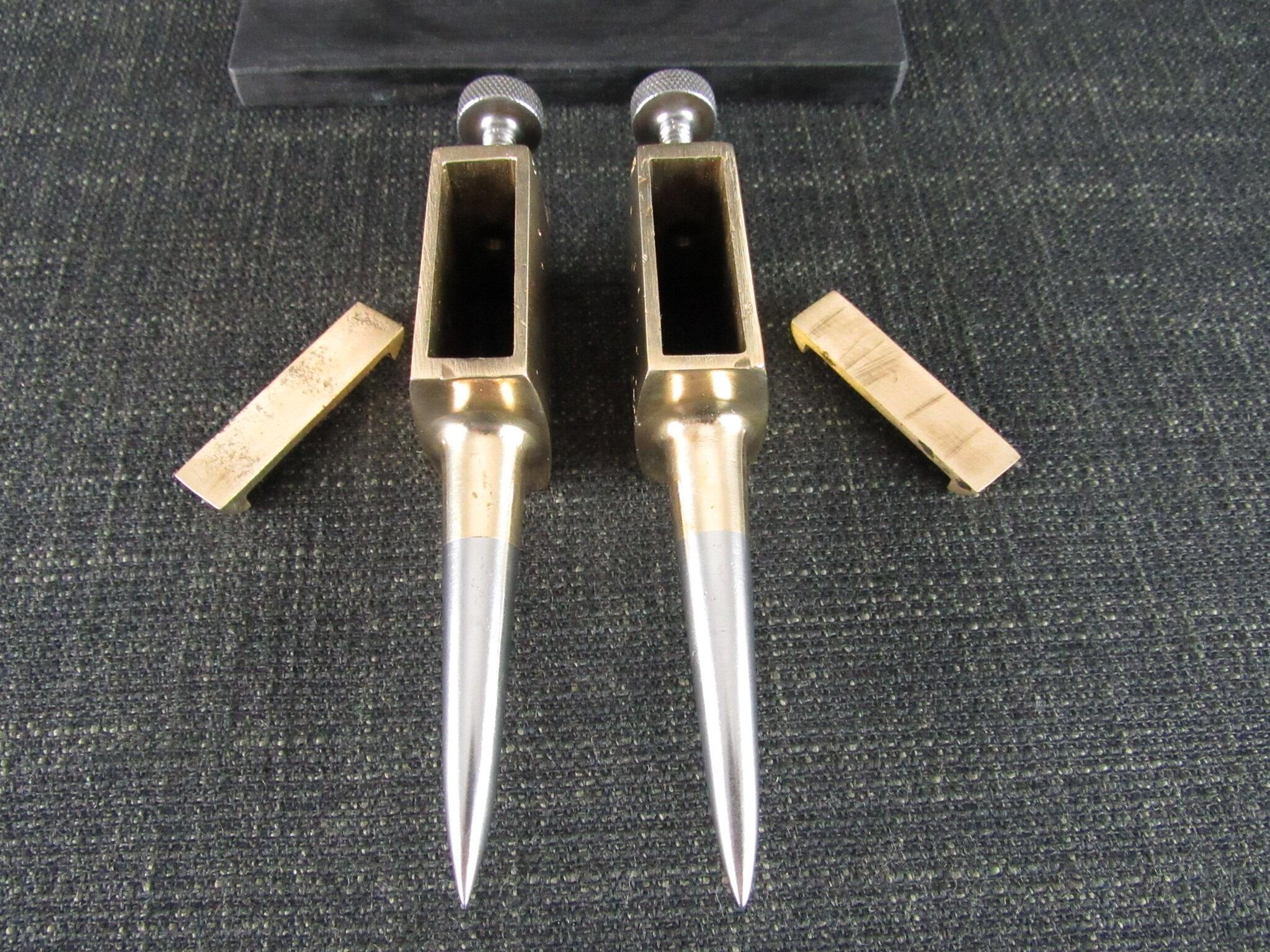 Pair of Brass Trammel Heads with Steel Points