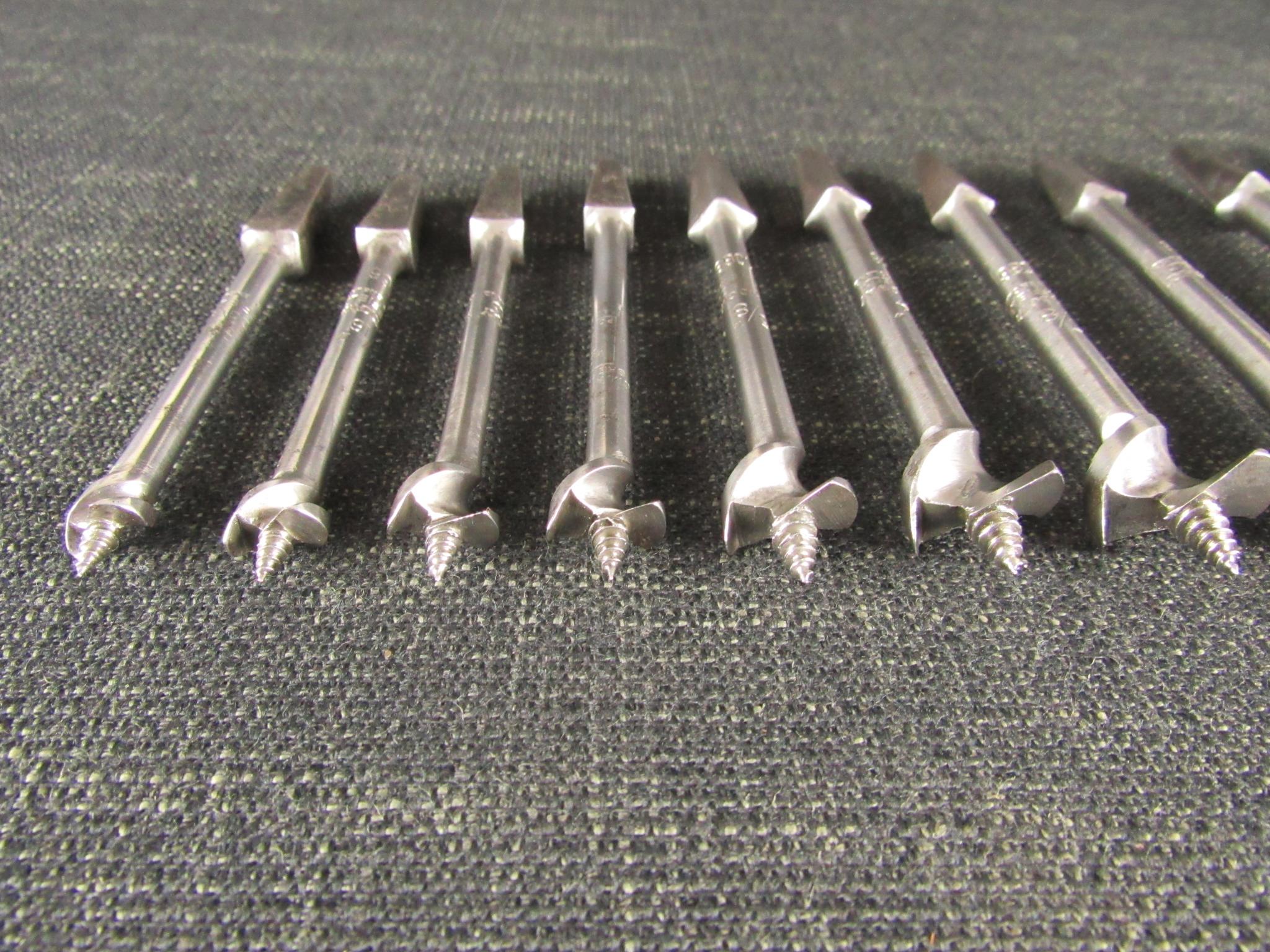 Graduated Set of 11 RIDGWAY Brace Bits - RIDGWAY 1066 Brace Centre Bits ...