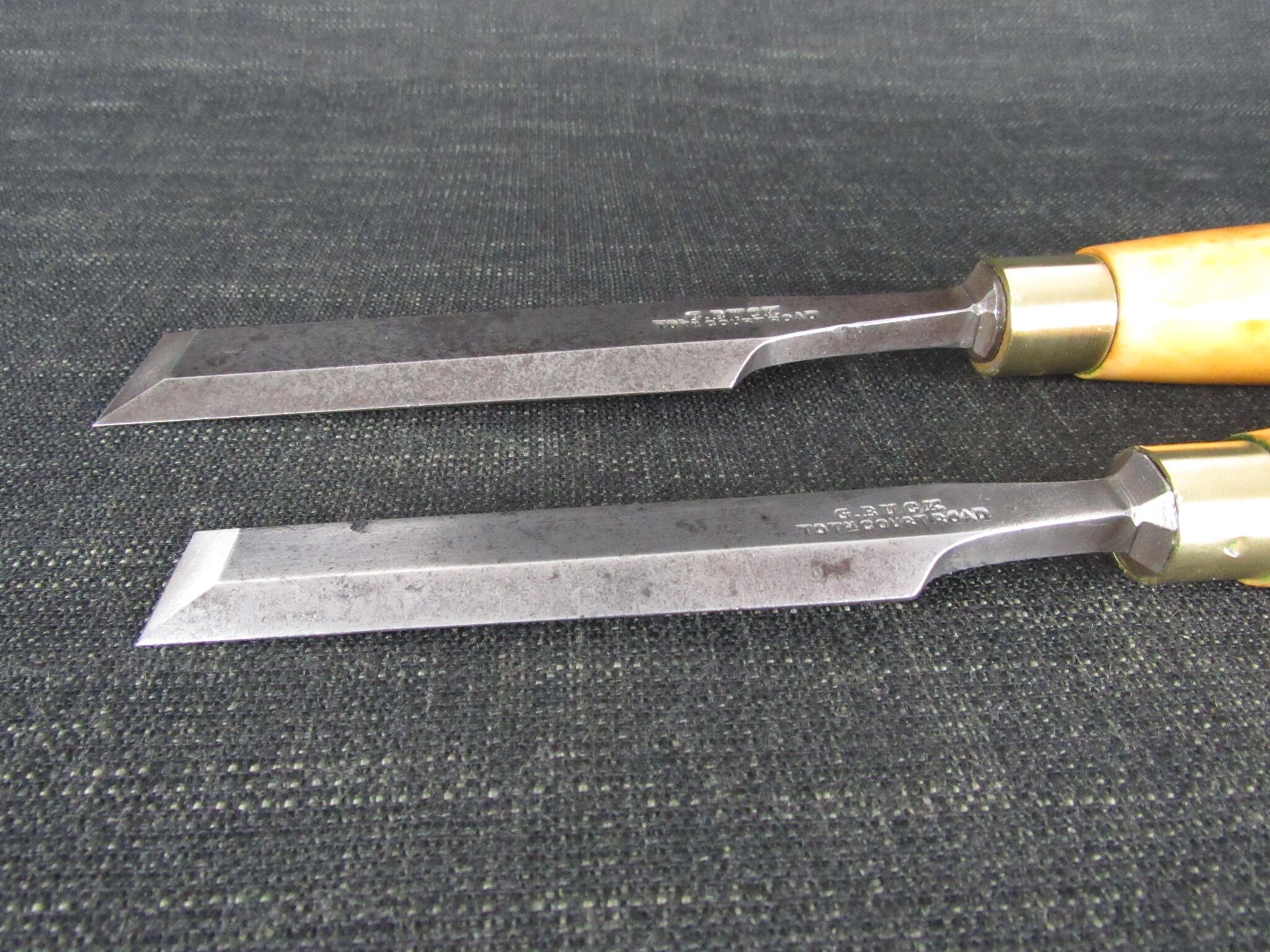 Pair of G BUCK Heavy Bevel Edge Chisels with Boxwood Handles - 1 & 1 1/2 inch *SOLD*