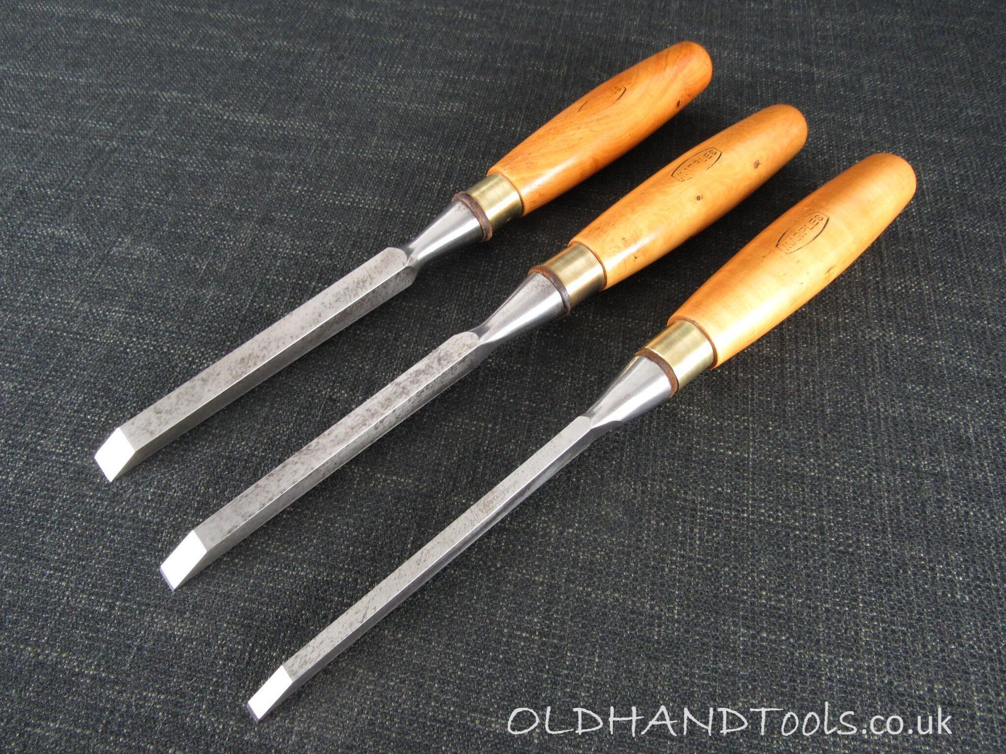 3 Graduated MARPLES Mortice Chisels *SOLD*