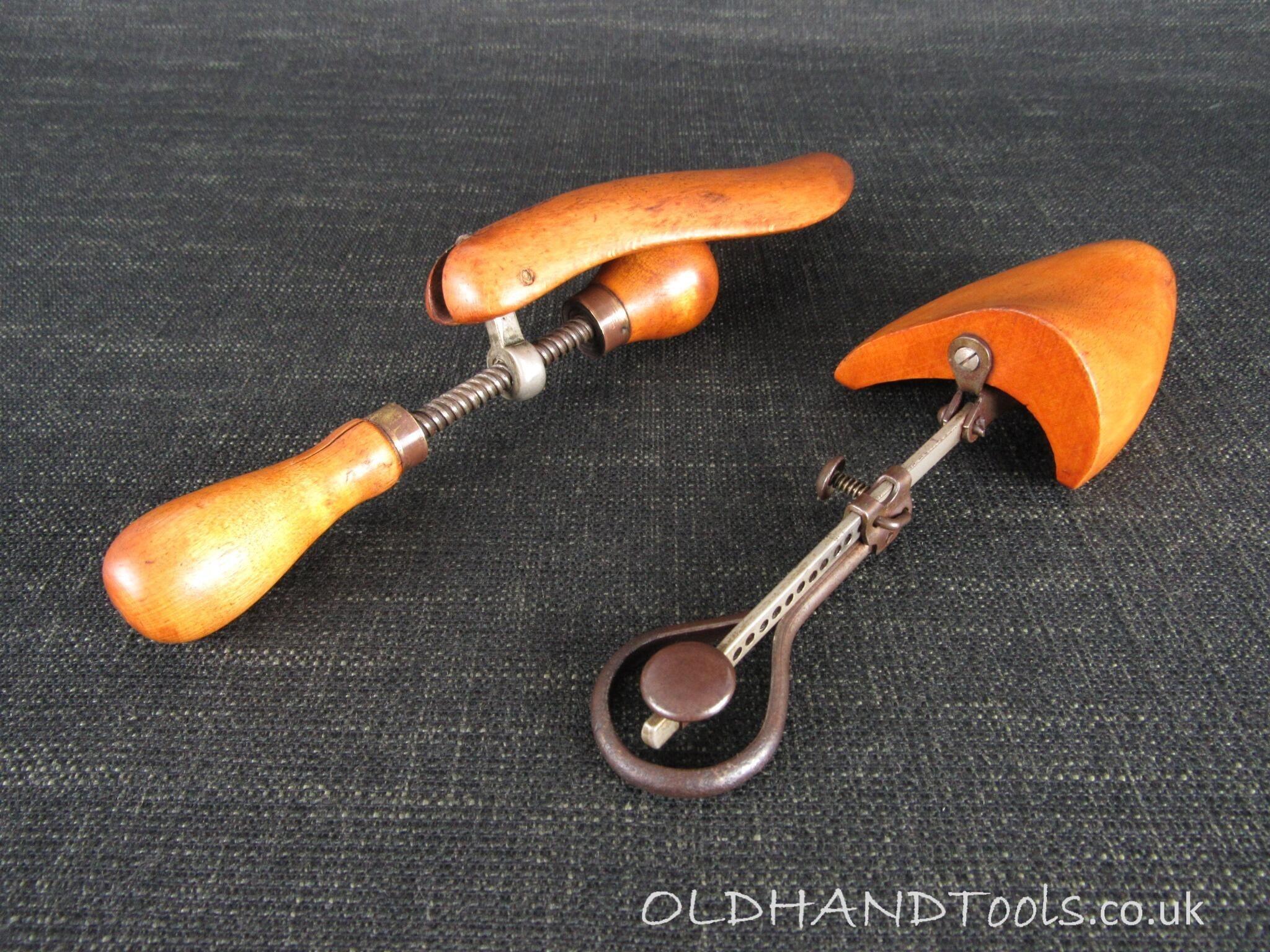 Two Vintage Patent Adjustable Wooden Shoe and Boot Trees