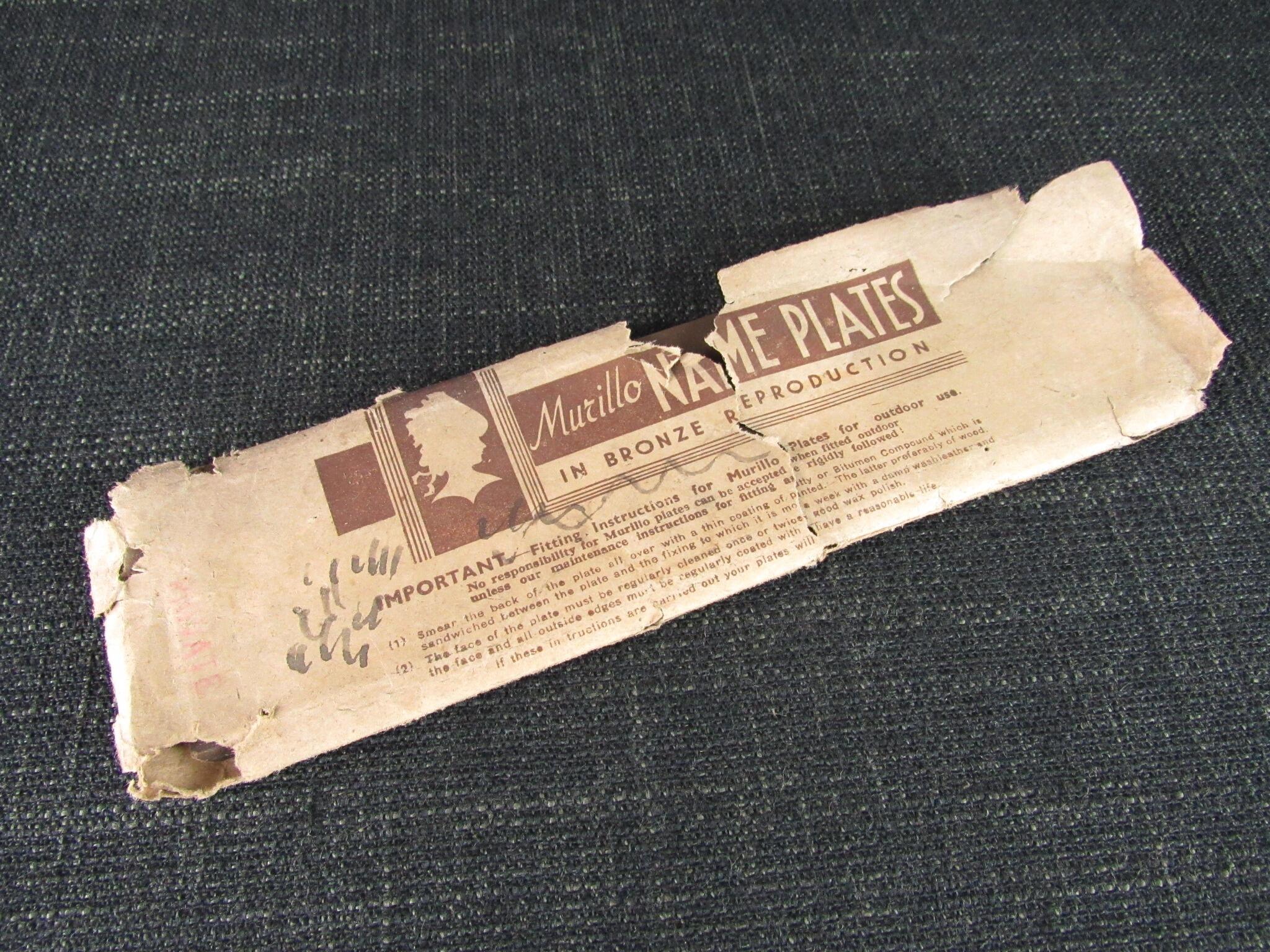 Vintage PRIVATE Name Plate by Murillo - Bronze Reproduction