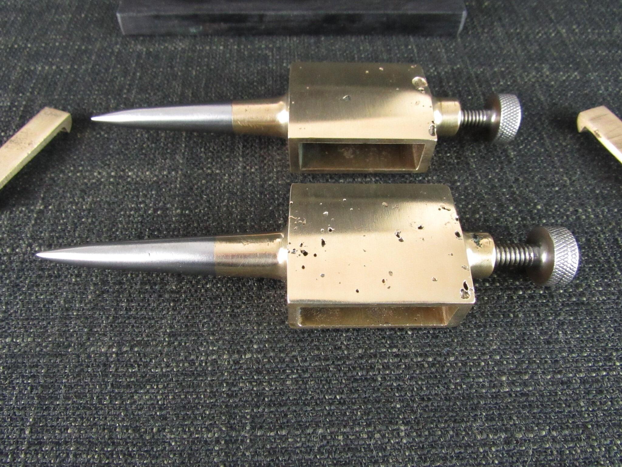 Pair of Brass Trammel Heads with Steel Points